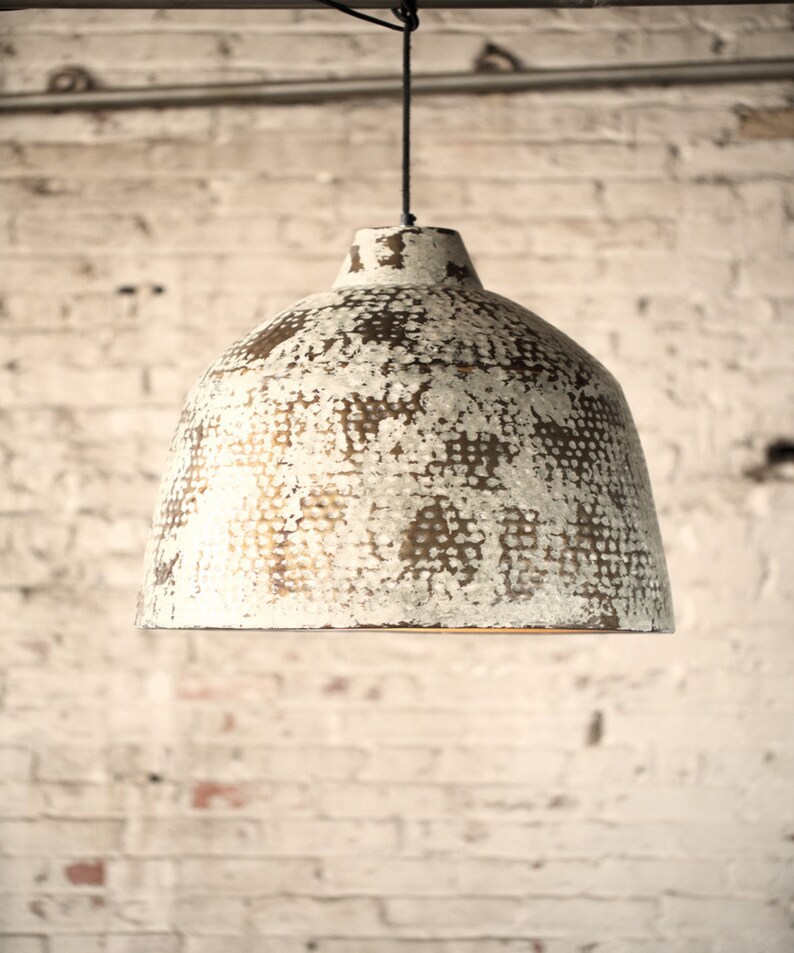 Rustic White Metal Pendant Light - Etsy