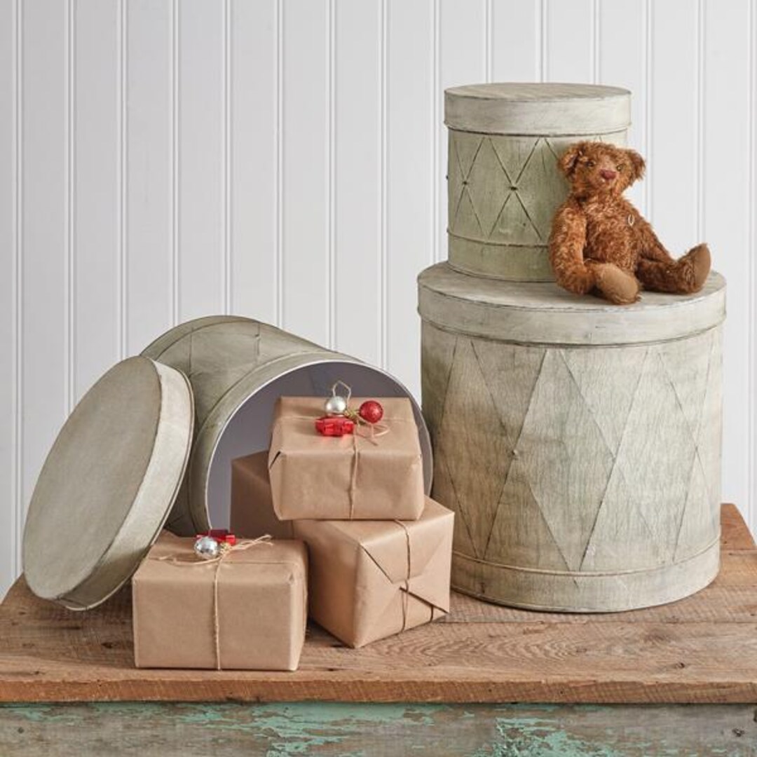 Vintage Set of Three Metal Drum Tins Rustic Storage Decor - Etsy