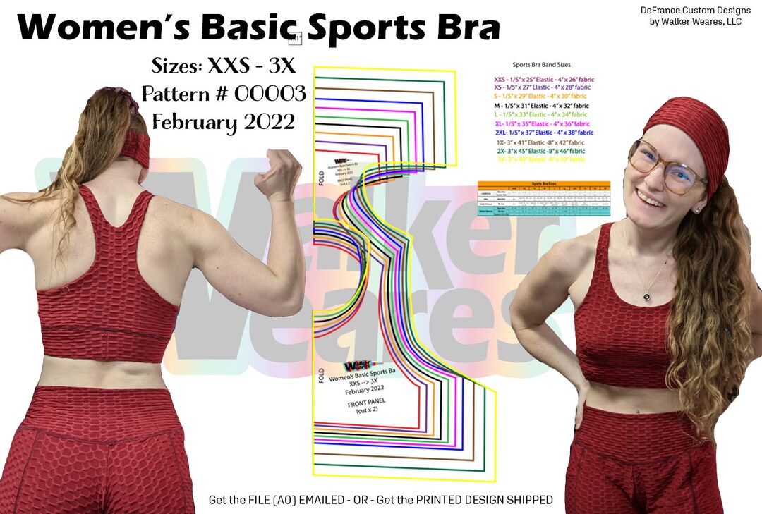 Women's Basic Sports Bra Activewear PATTERN ONLY Available in A0 Size ...