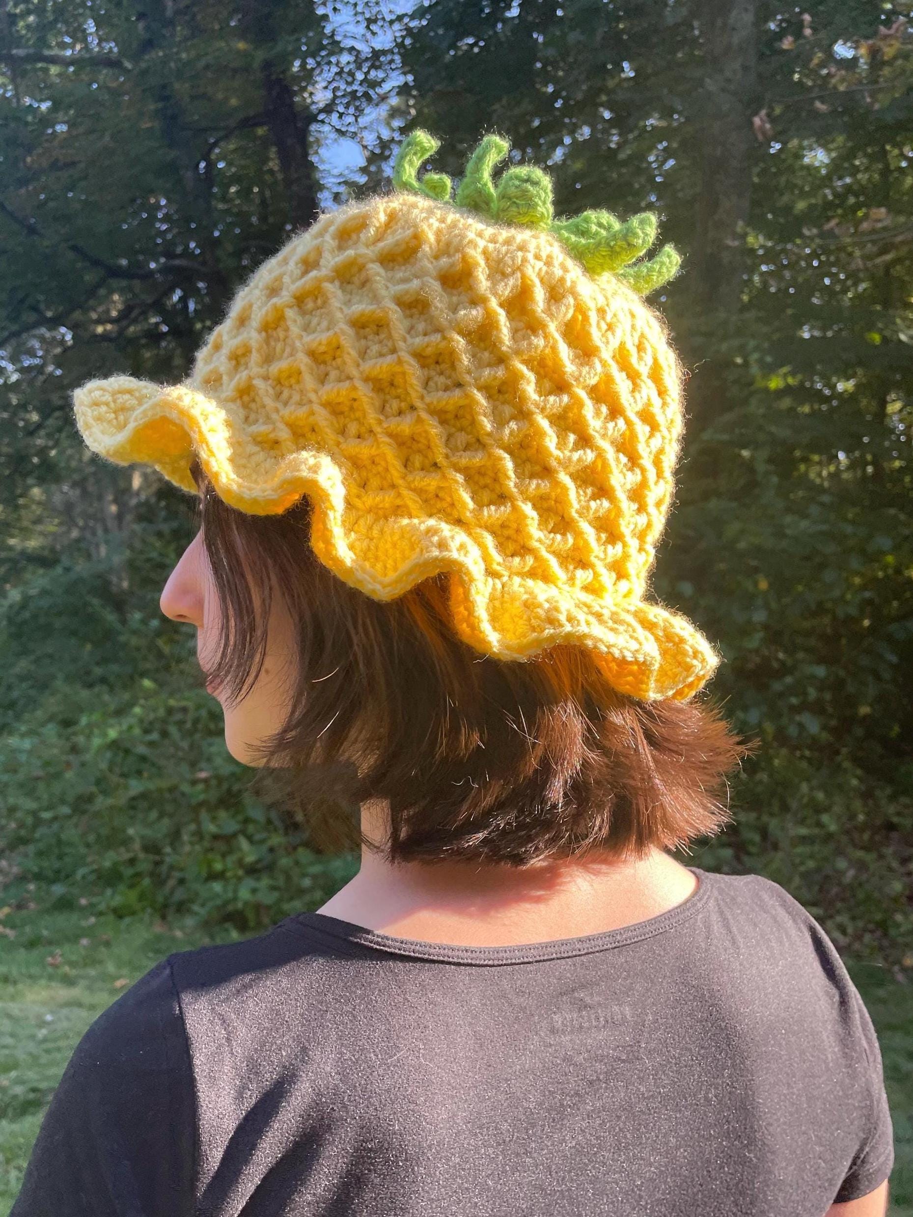 Crochet Pineapple Bucket Hat | Cute Fruit Themed Sun Hat Trendy Cap - Etsy