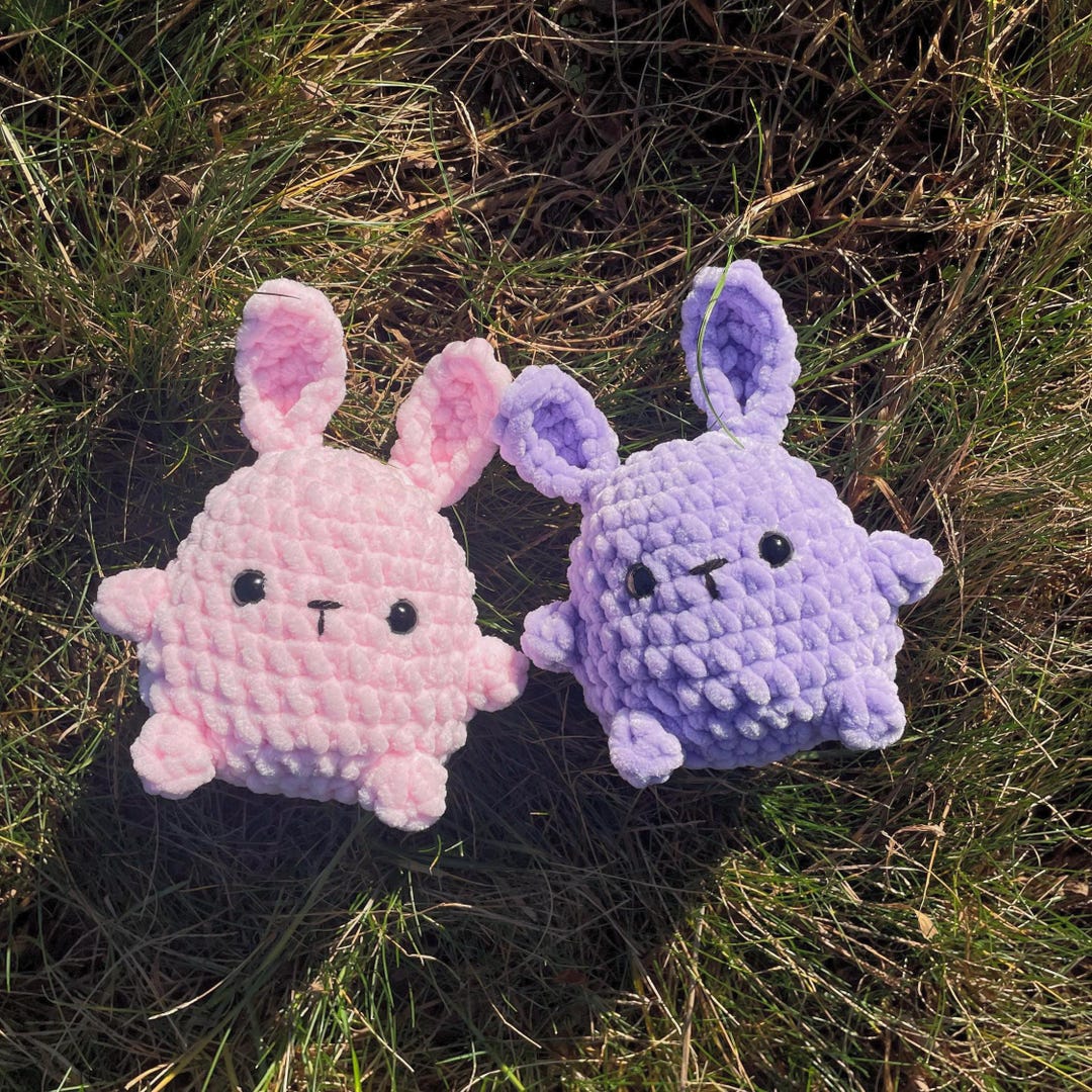 Crochet Cute Bunny Plushie | Fluffy Stuffed Animal Pink Purple Bunny ...