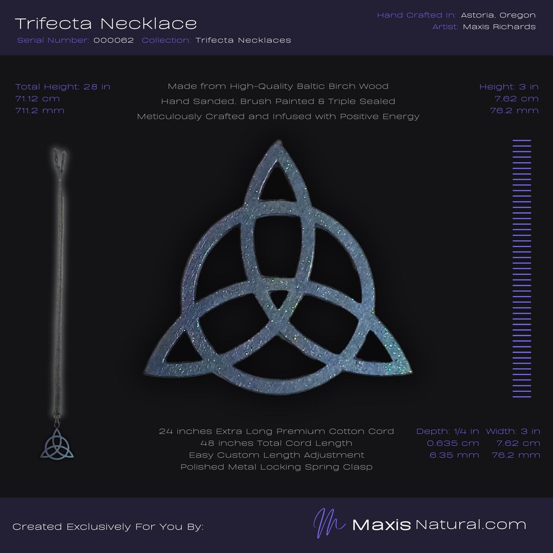 Trifecta, Trinity Knot, Triquetra, Necklace Blue 000062 - Etsy