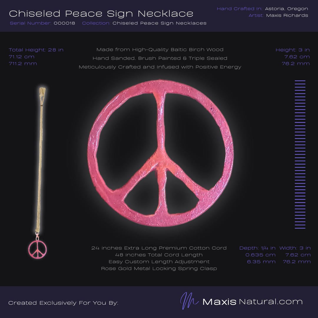Chiseled Peace Sign Necklace Pink Flash 000018 - Etsy
