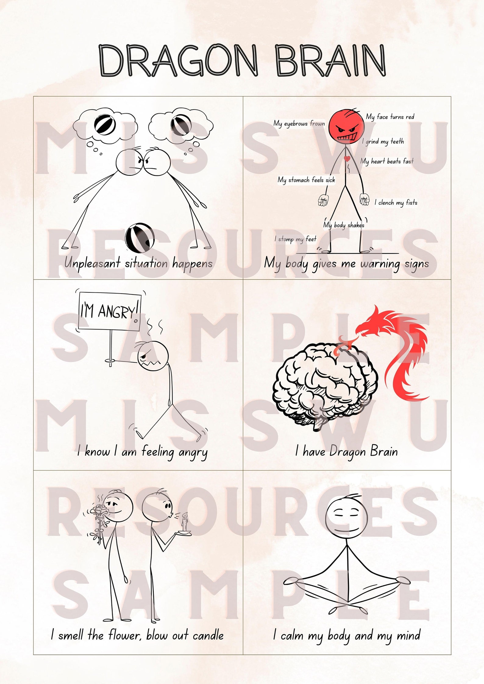 Social Story for Autism/adhd, Dragon Brain, Anger Control, Special ...