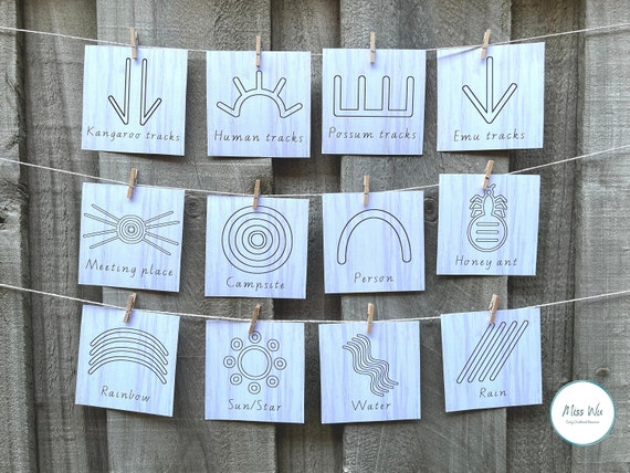 Prints Art & Collectibles Aboriginal Symbol Flashcards Preschool ...