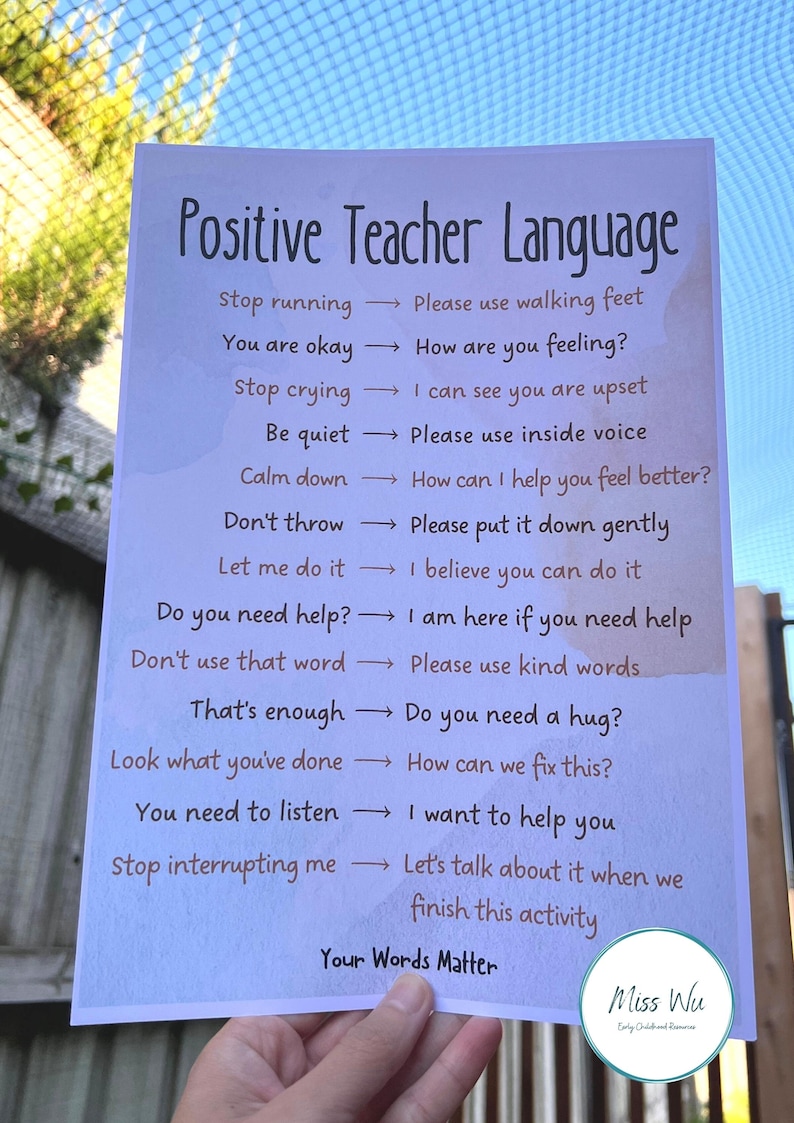 Positive Teacher Language Poster, Classroom Positive Phrases, Behaviour ...