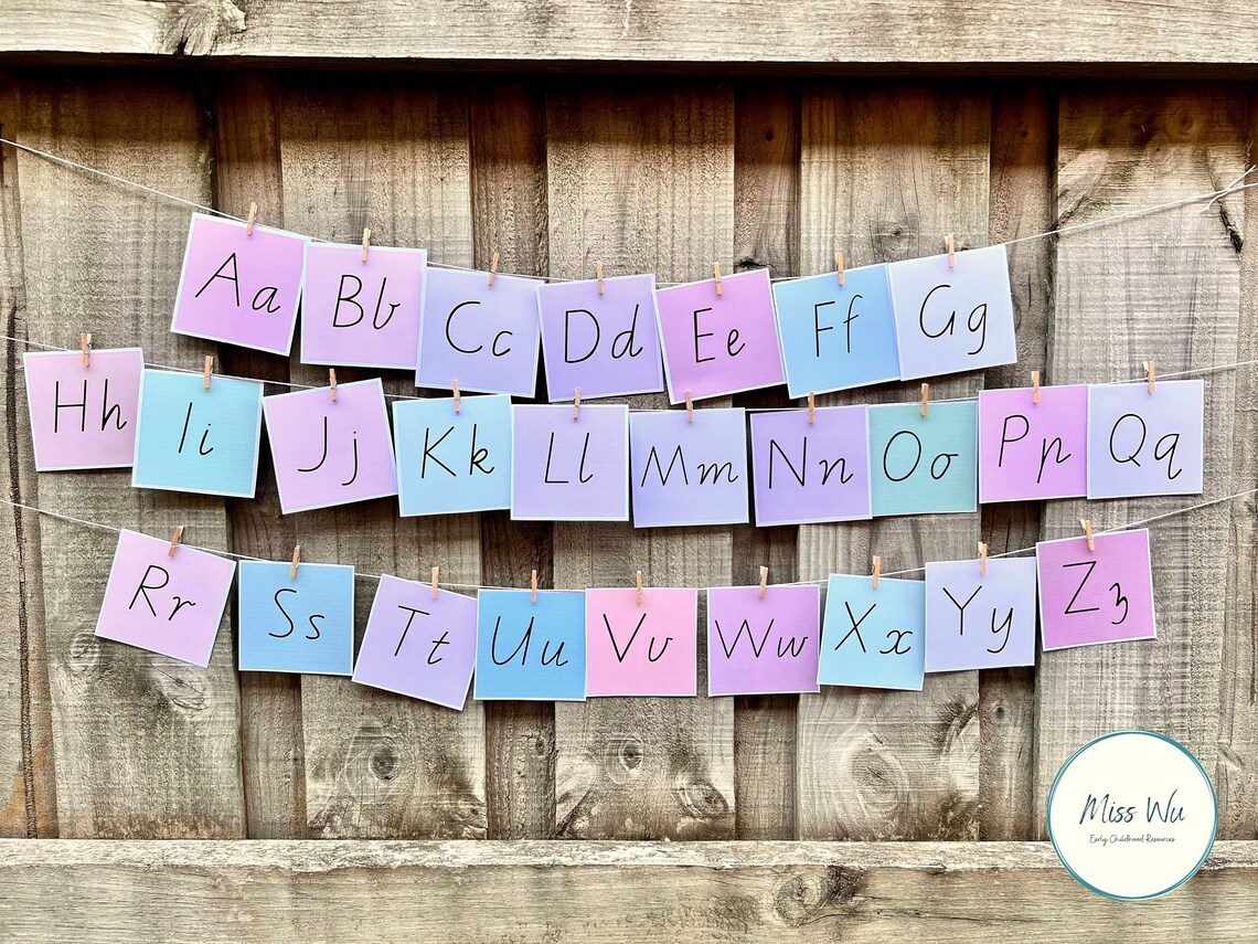 Victorian Cursive Alphabet Printable, Alphabet Word Wall Display, ABC ...