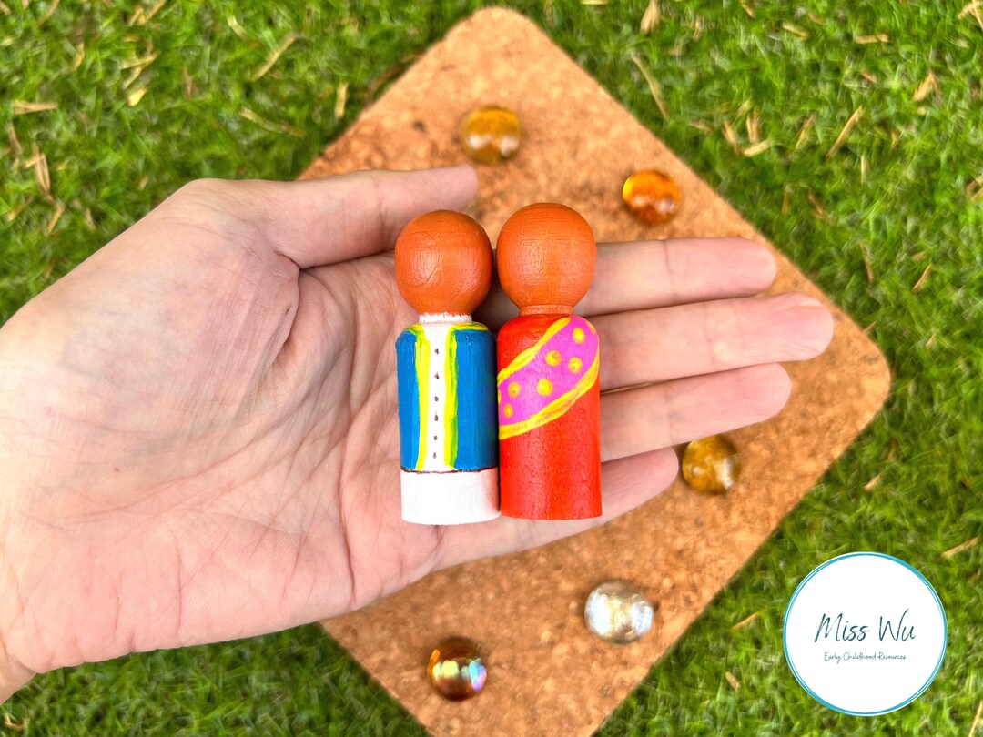 Indian Outfit Peg Dolls, Cultural Wooden Peg Dolls, Harmony Day ...
