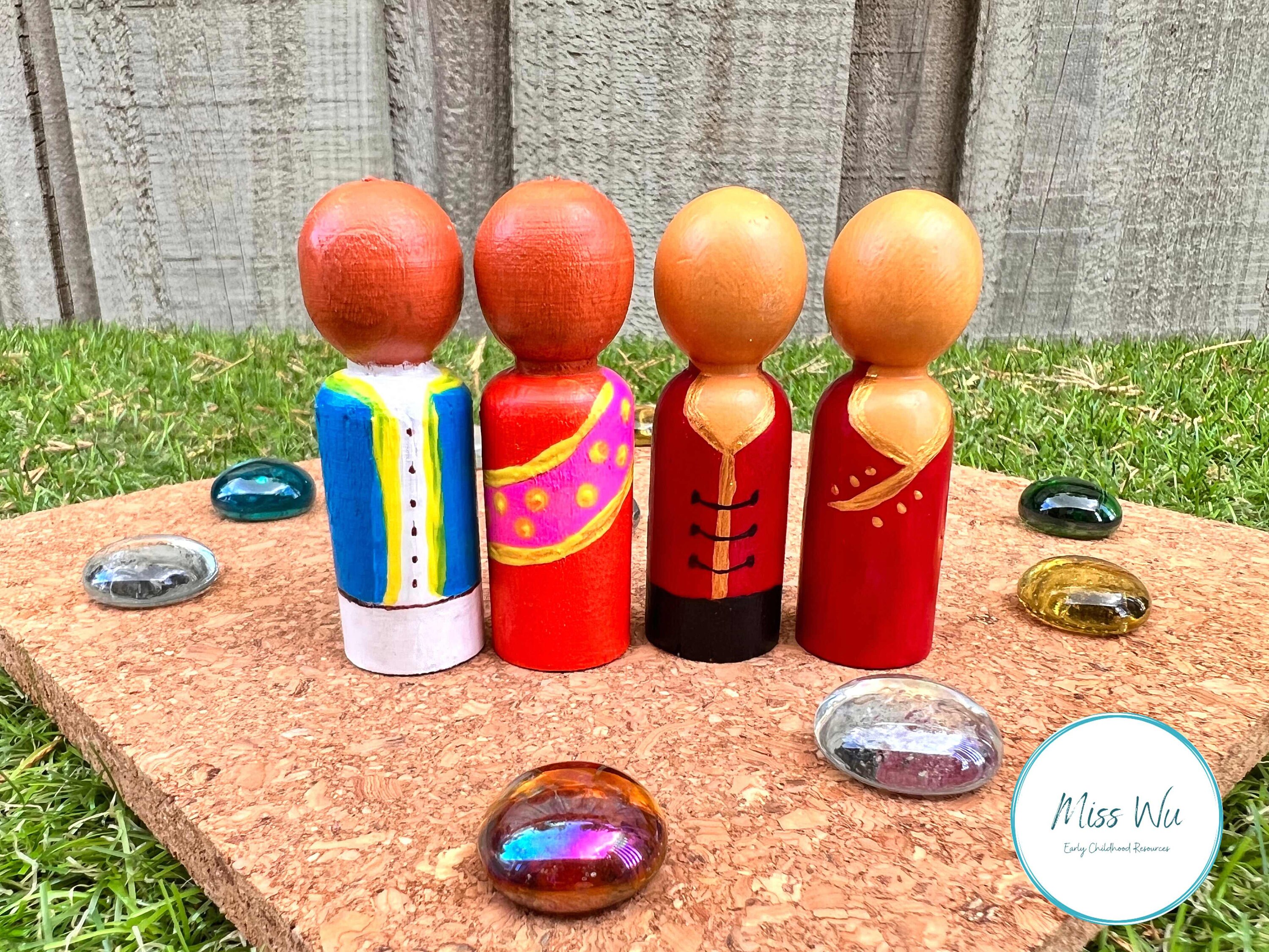 Cultural Wooden Peg Dolls, Chinese/indian Peg Dolls, Harmony Week 2023 ...