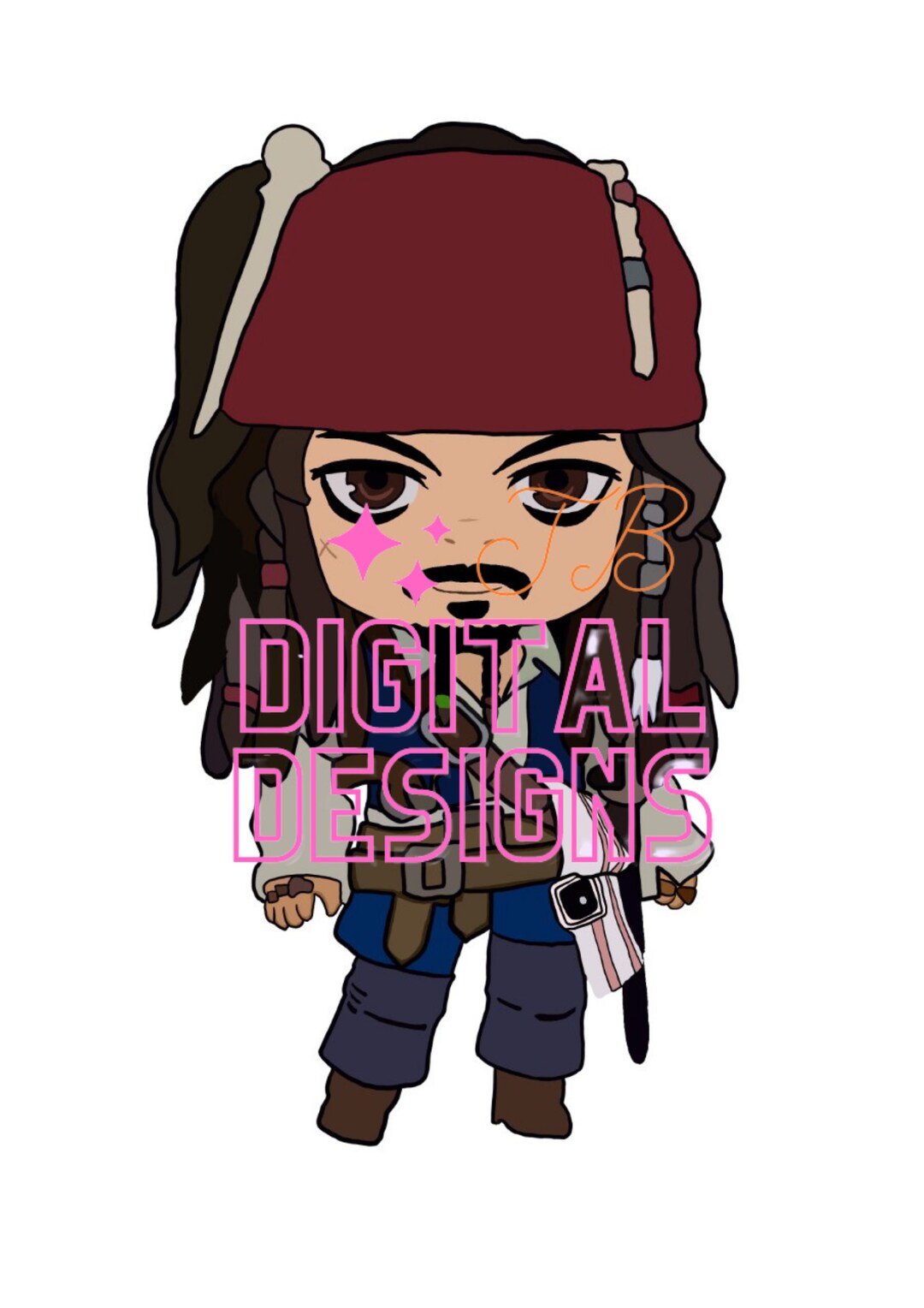 Chibi Jack Sparrow Johnny Depp POTC Pirates Digital Art Print - Etsy
