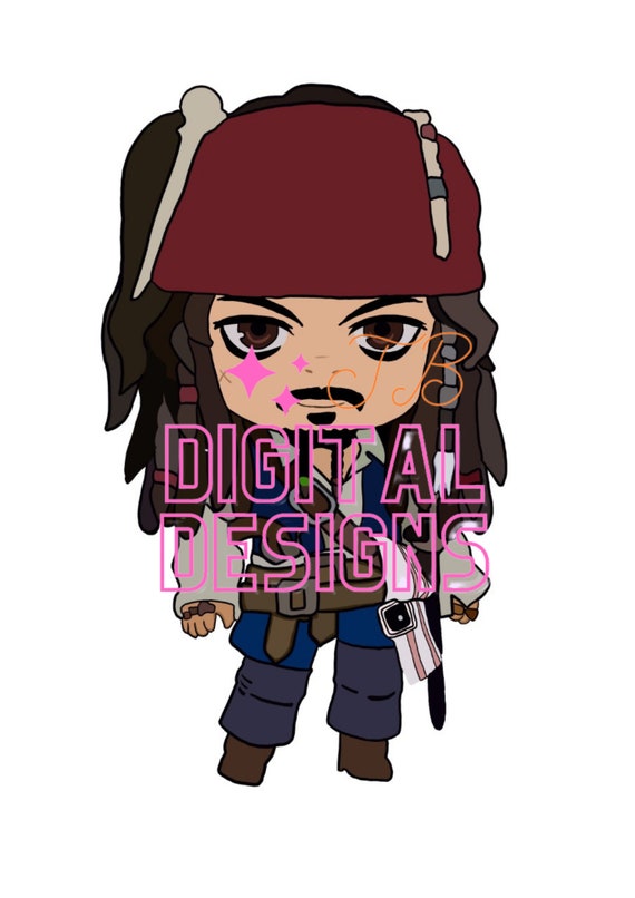 Chibi Jack Sparrow Johnny Depp POTC Pirates Digital Art Print - Etsy ...