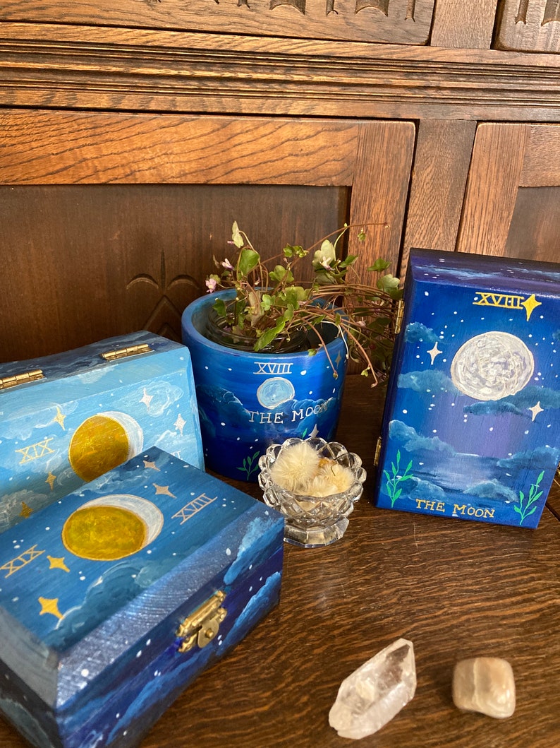 Sun and Moon Upcycled Handpainted Wooden Jewellery Box - Etsy