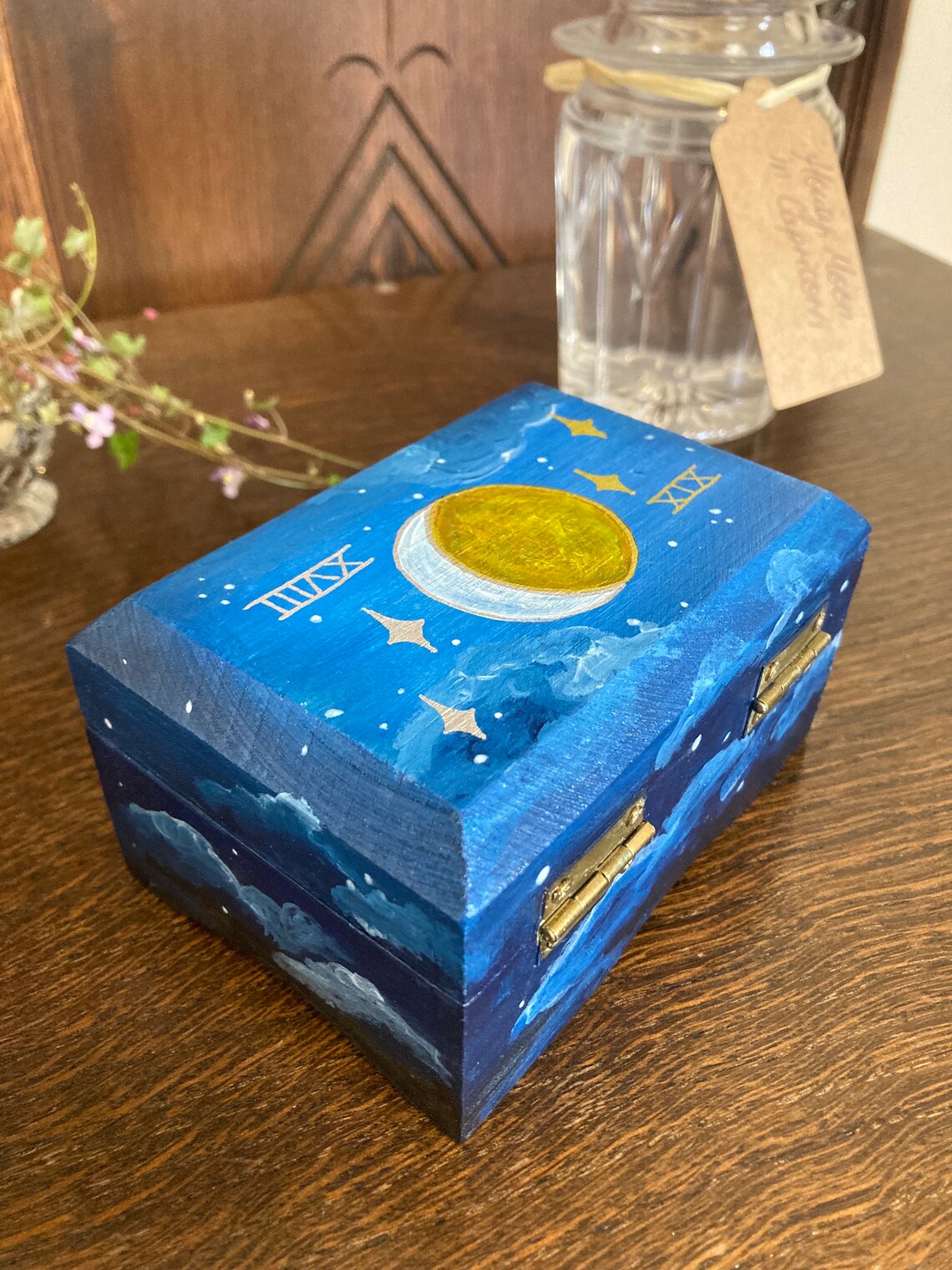 Sun and Moon Upcycled Handpainted Wooden Jewellery Box - Etsy