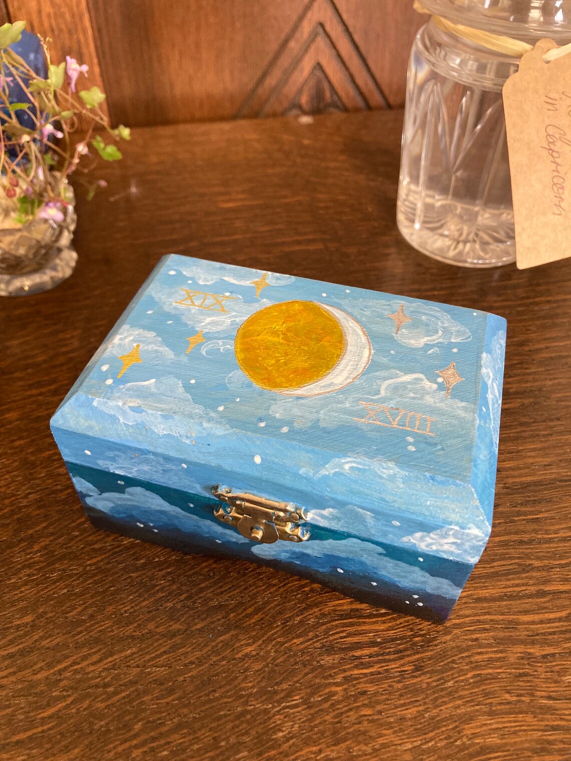 Sun and Moon Upcycled Handpainted Wooden Jewellery Box - Etsy