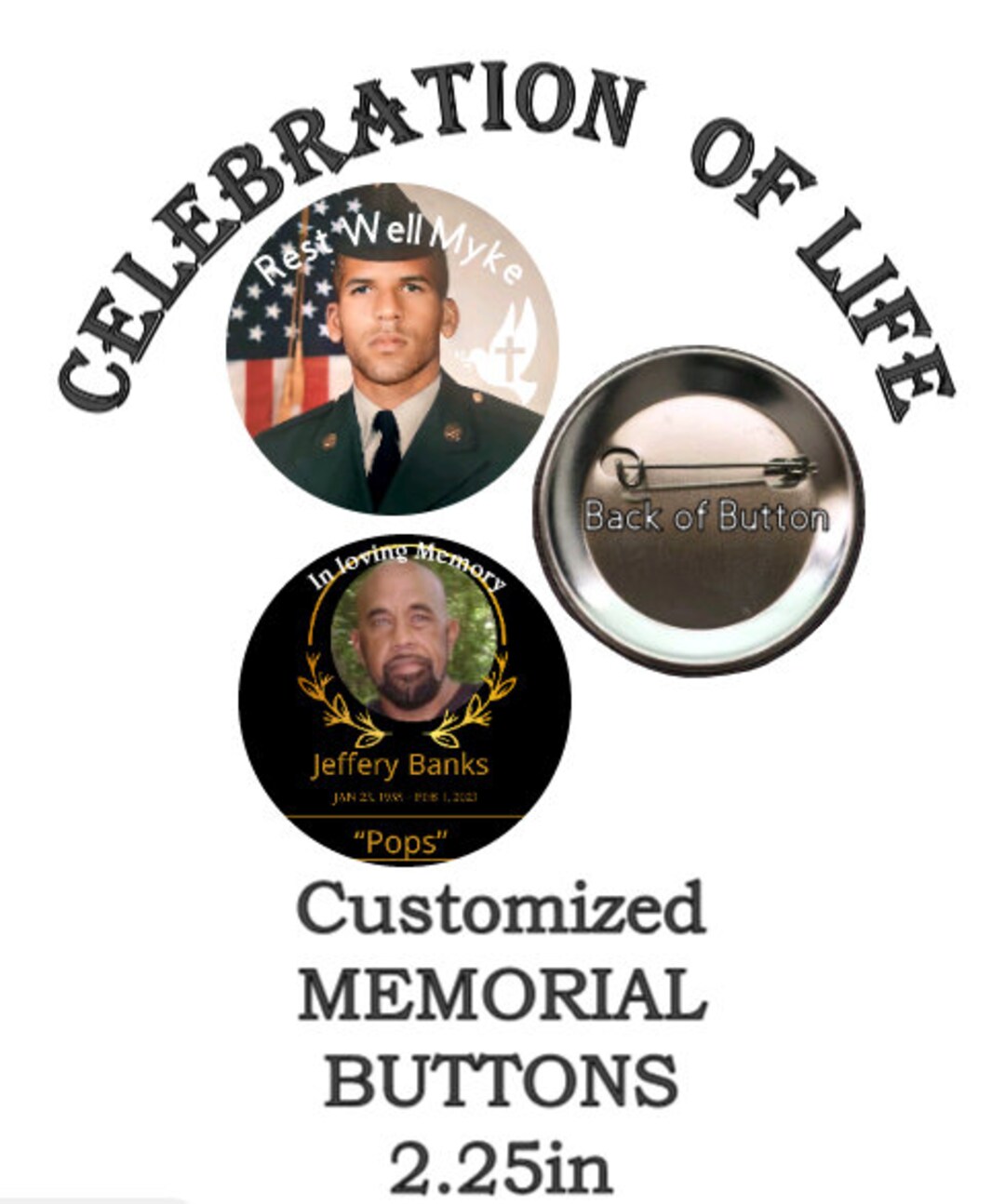 Custom Memorial Celebration of Life Buttons Buttons for - Etsy
