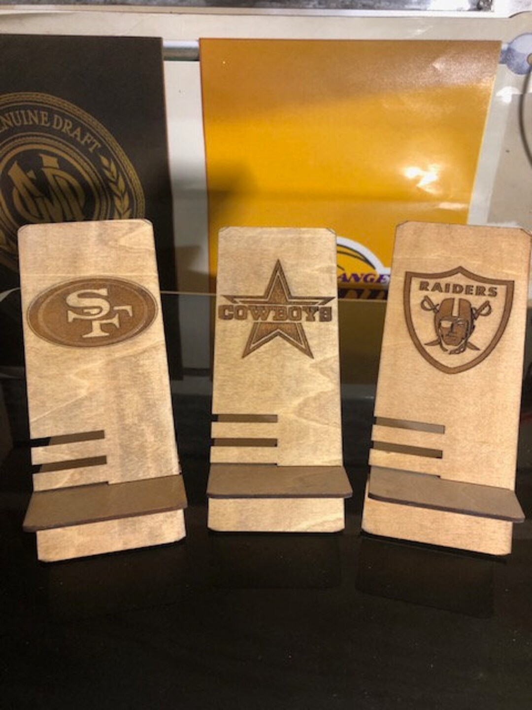 Personalized Wooden Sports Team Cell Phone Holder - Etsy