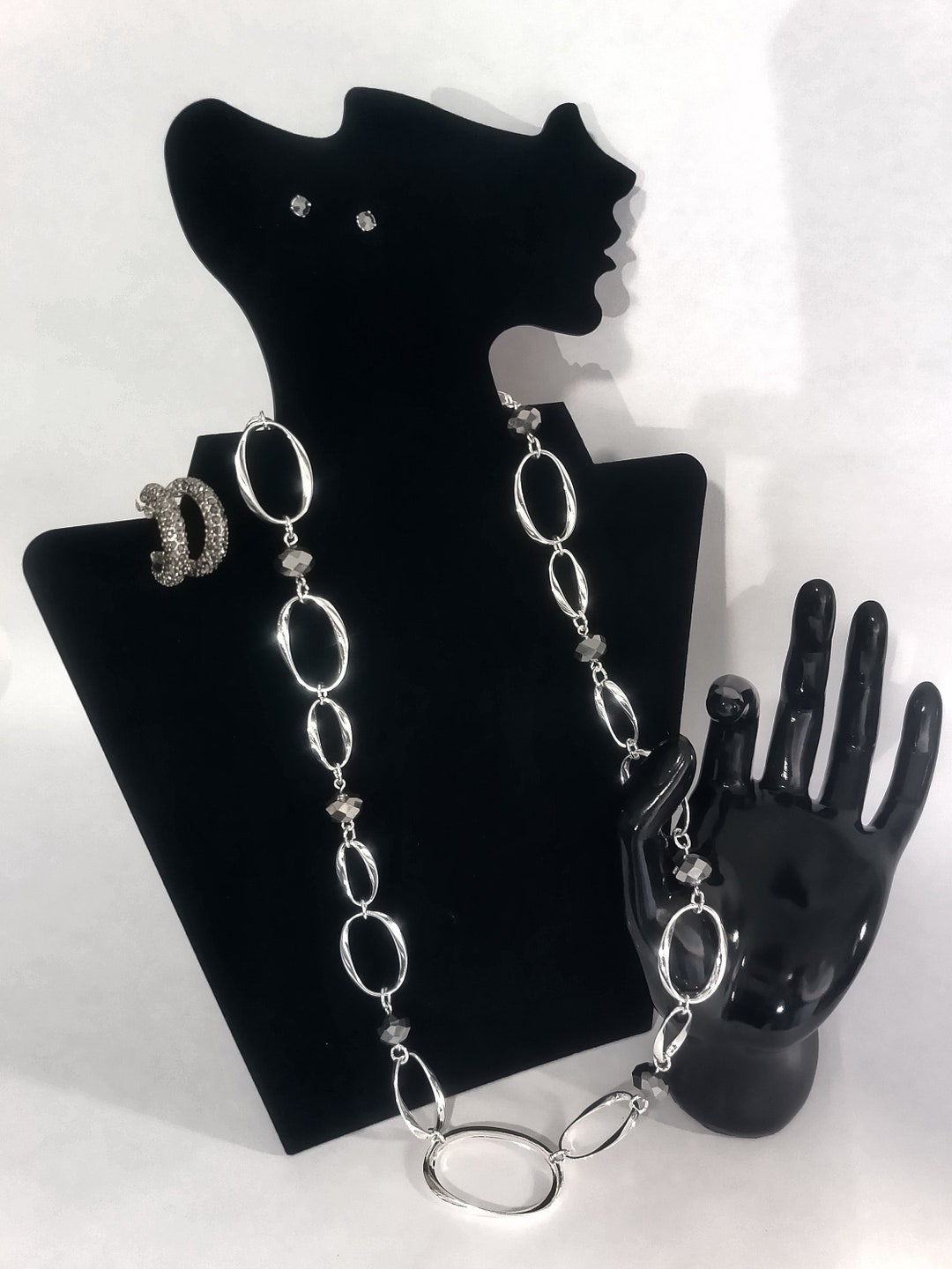 Silver Pewter Silver Links Jewelry Set / Earrings Duo - Etsy