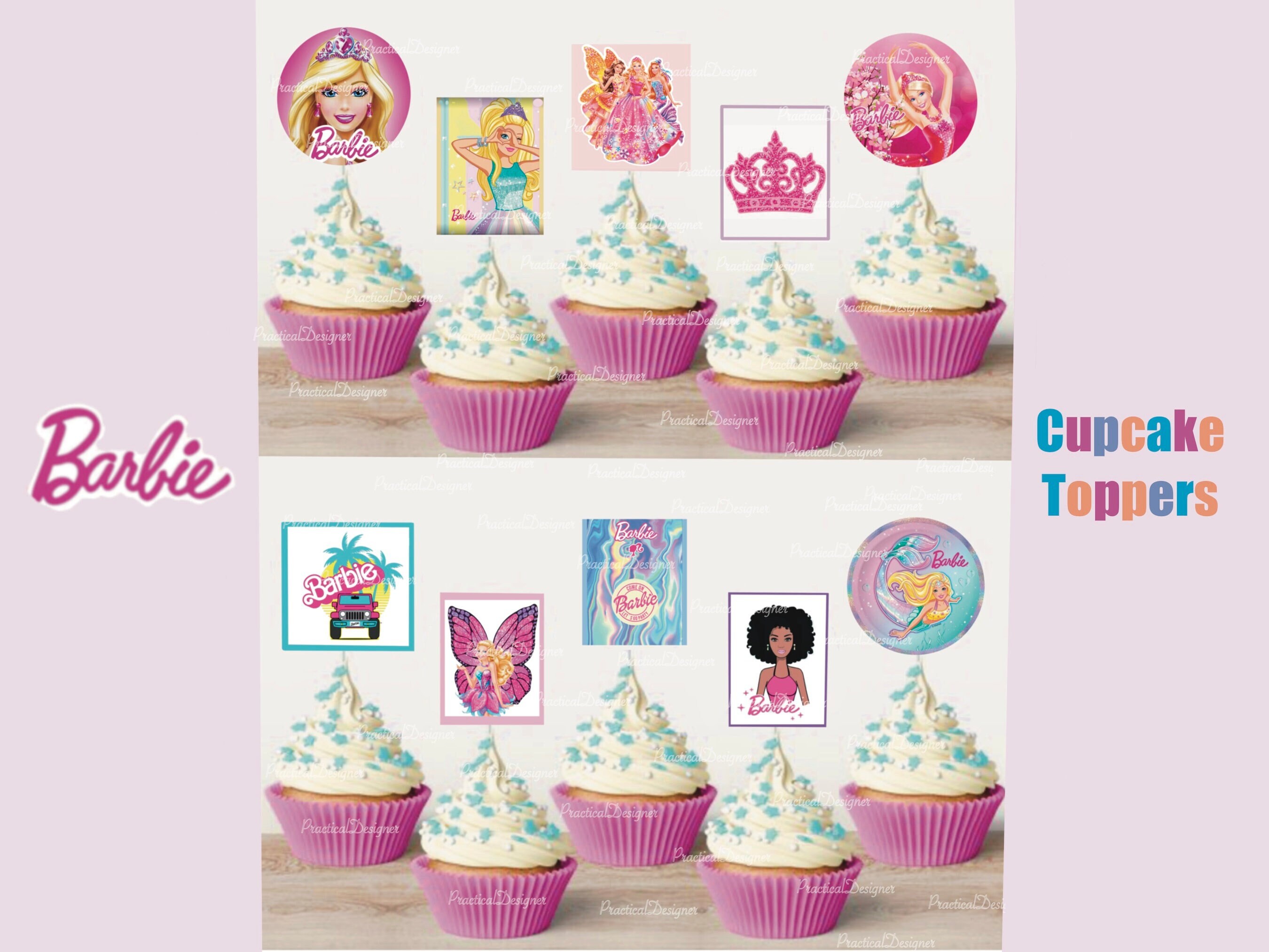 Printable Barbie Inspired Cupcake Toppers, DIY Party Decor, Barbie ...