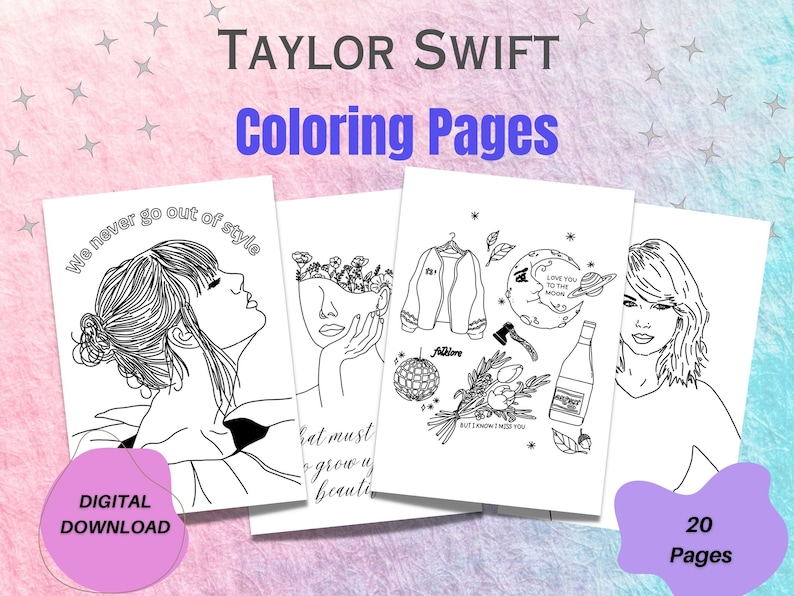 Taylor Swift Colouring Pages, Taylor Swift Coloring Book, Taylor Swift ...