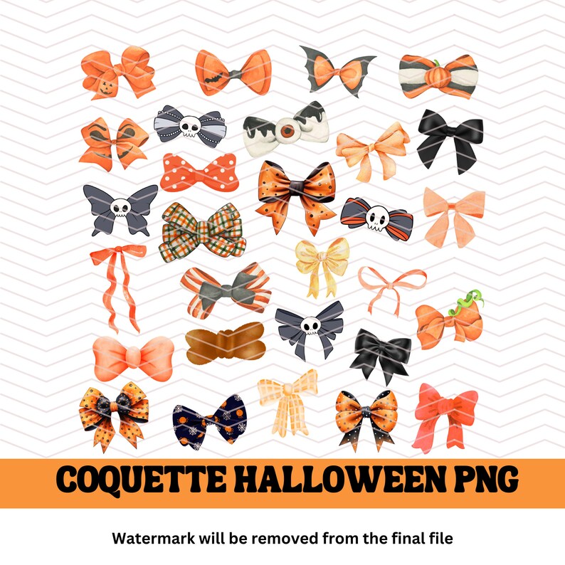 30 Coquette Halloween Bows PNG, Bows Clipart, Watercolor Bows, Instant ...