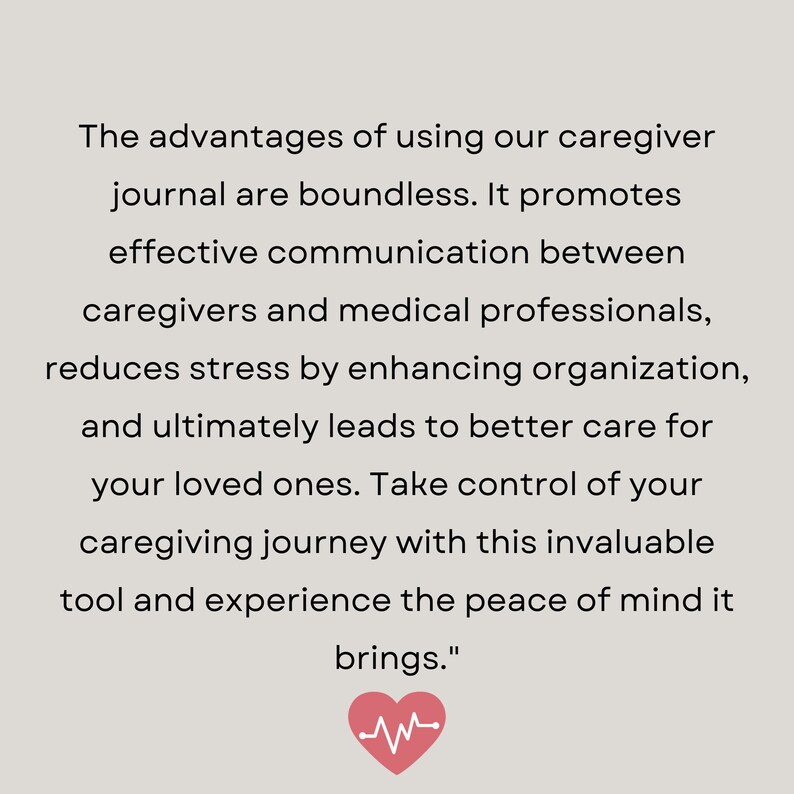 Printable Caregiver Journal, Caregiver Record, Caregiver Daily Log ...