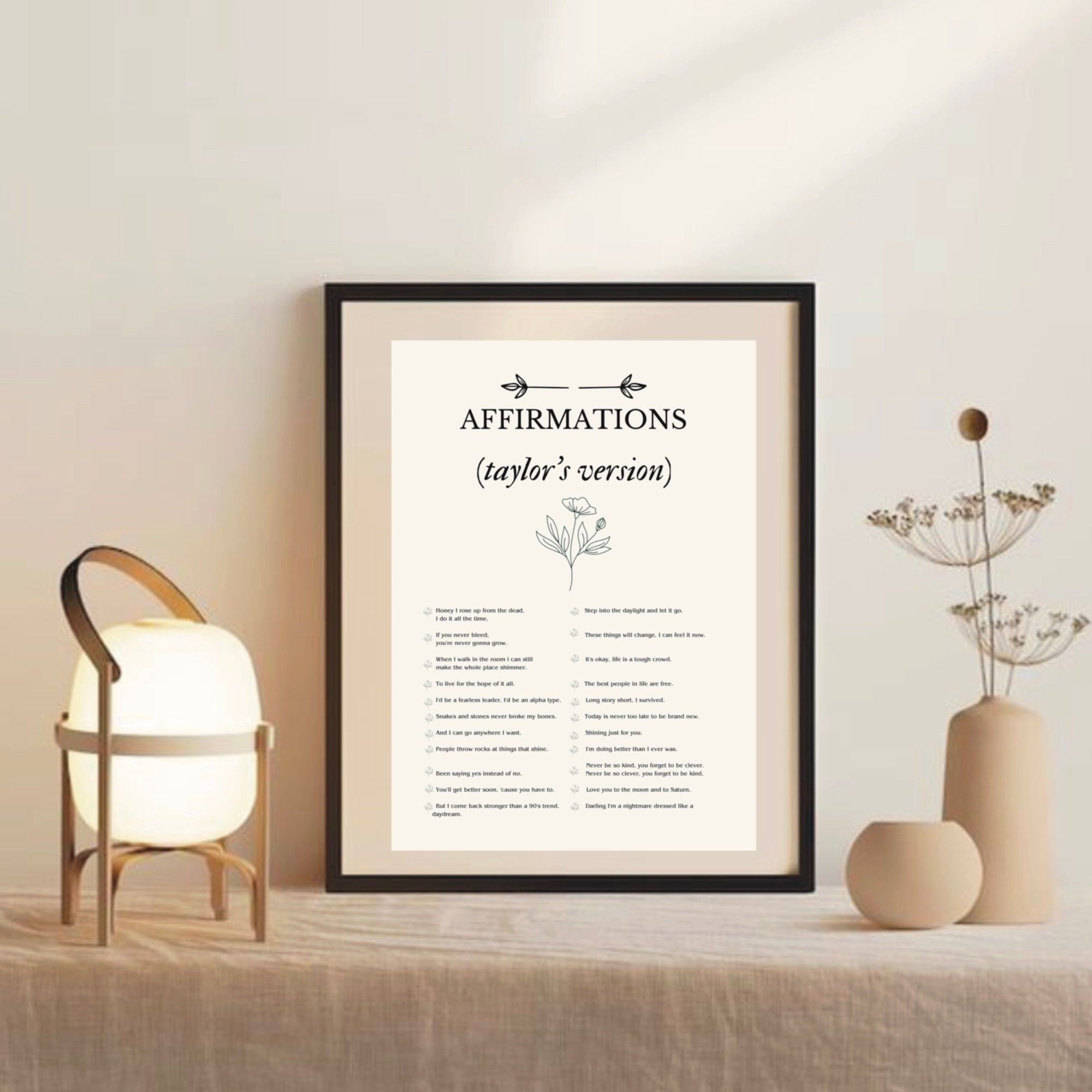 Affirmations in Taylor Lyrics, Digital Taylor Print, Eras Tour, Taylor ...