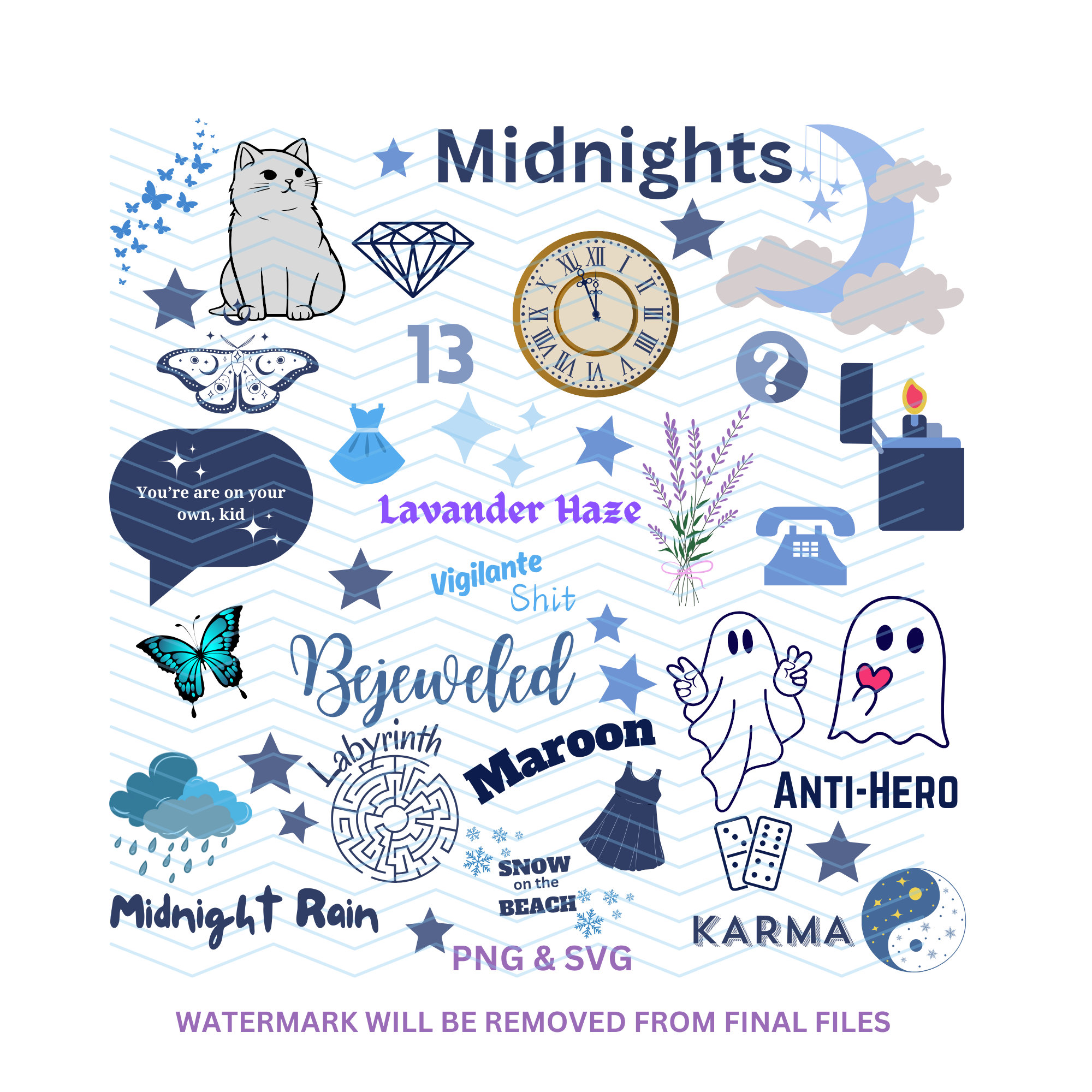 Taylor Midnights Album Icons Digital Png & Svg , Fabric Printing ...