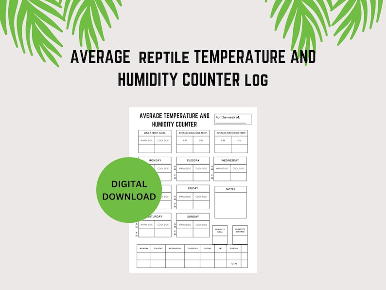 Printable Reptile Temperature and Humidity Counter, Reptile Care ...
