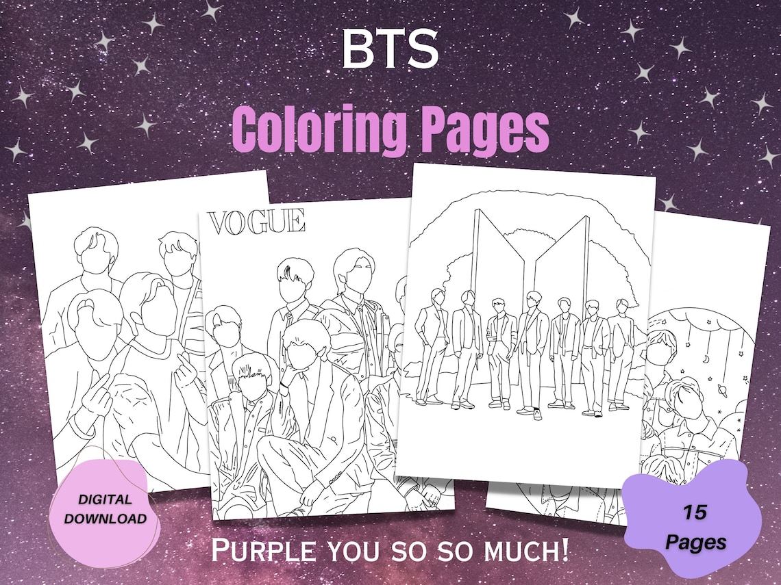 BTS Coloring Book Bts Digital Download Bts for Youth Bts - Etsy