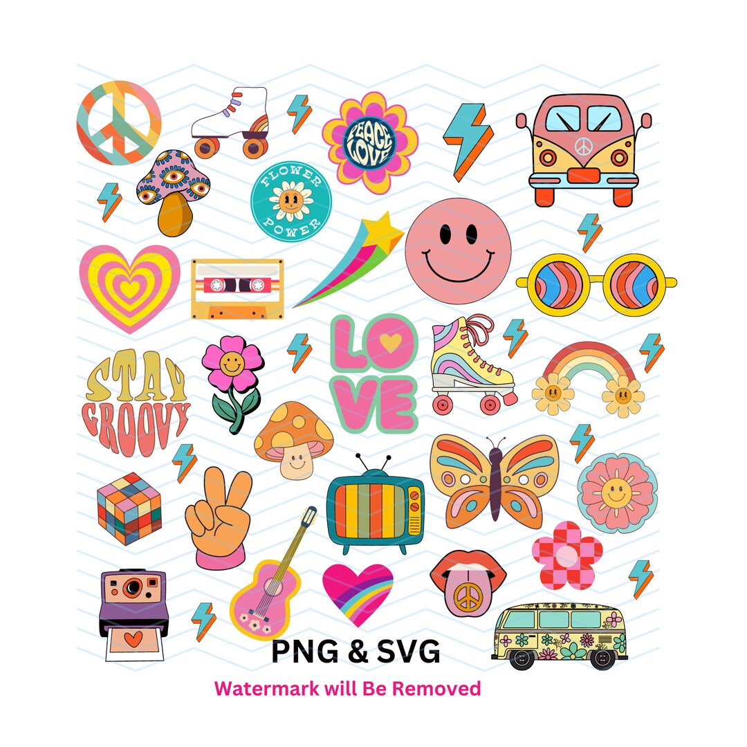 Groovy PNG & SVG, Retro Svg, Hippie Clipart, Groovy Clipart, Boho ...