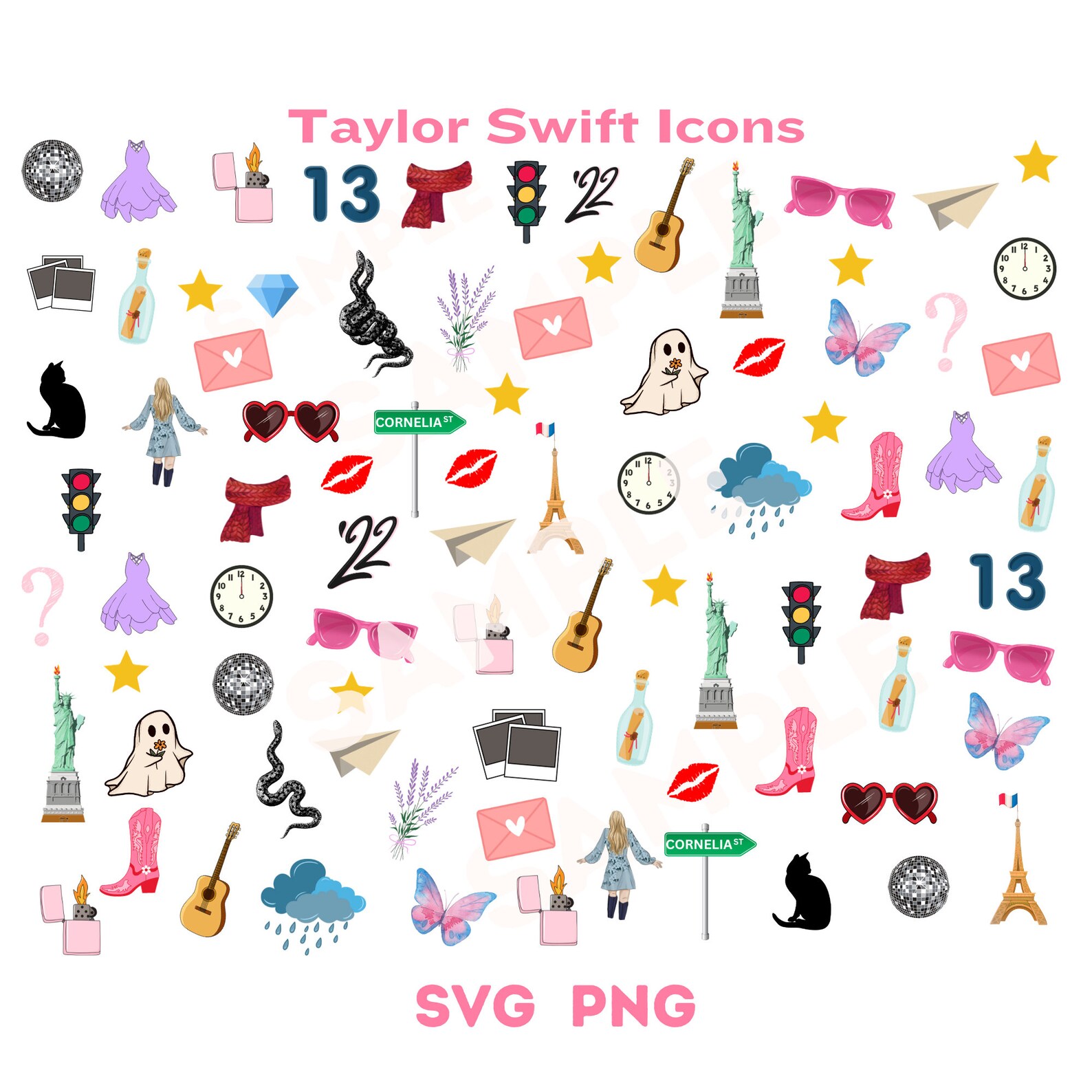 Taylor Swift Icons Digital File Sublimate Pattern Fabric Printing