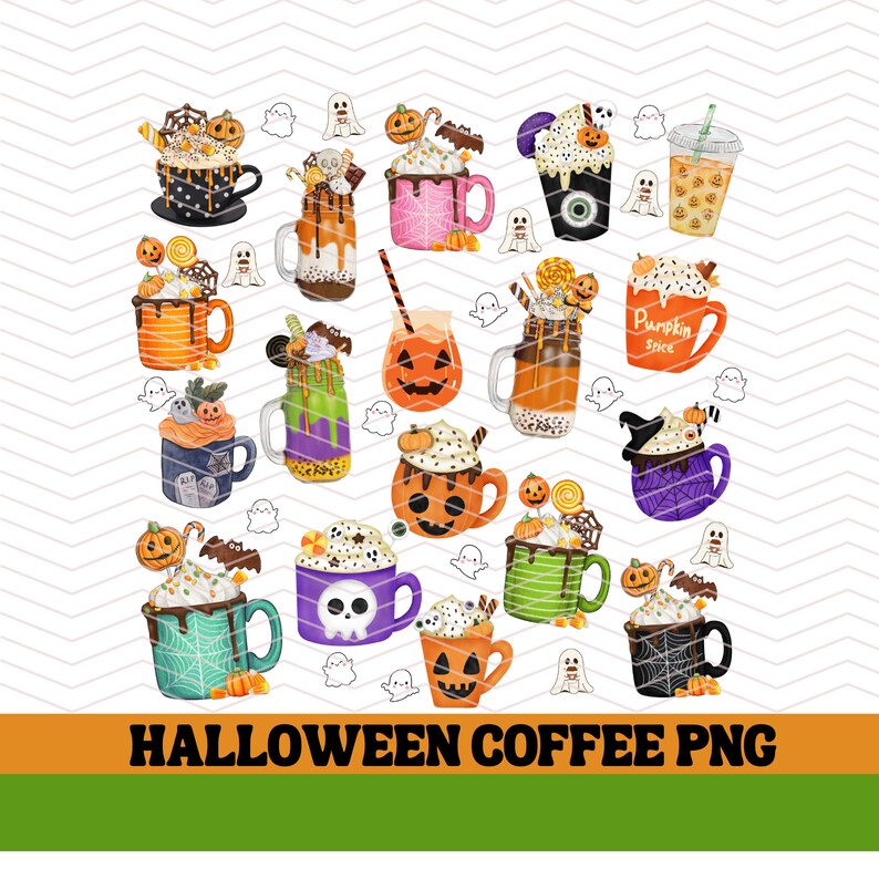 22 Halloween Coffee PNG, Coffee Clipart, Watercolor Drinks, Instant ...