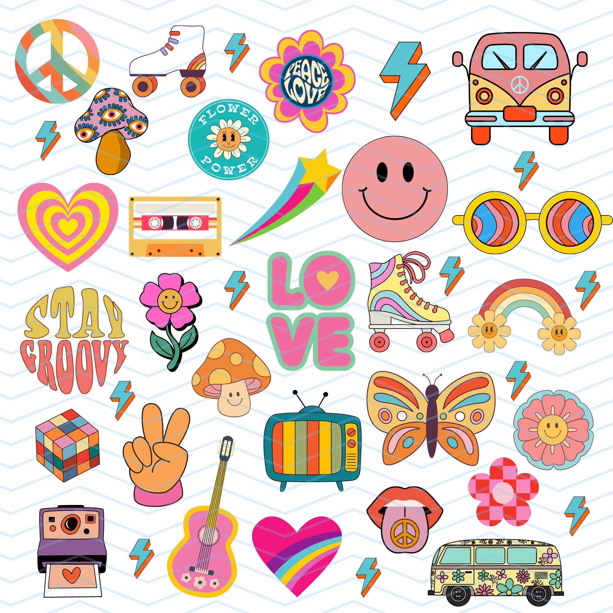 Groovy PNG & SVG, Retro Svg, Hippie Clipart, Groovy Clipart, Boho ...