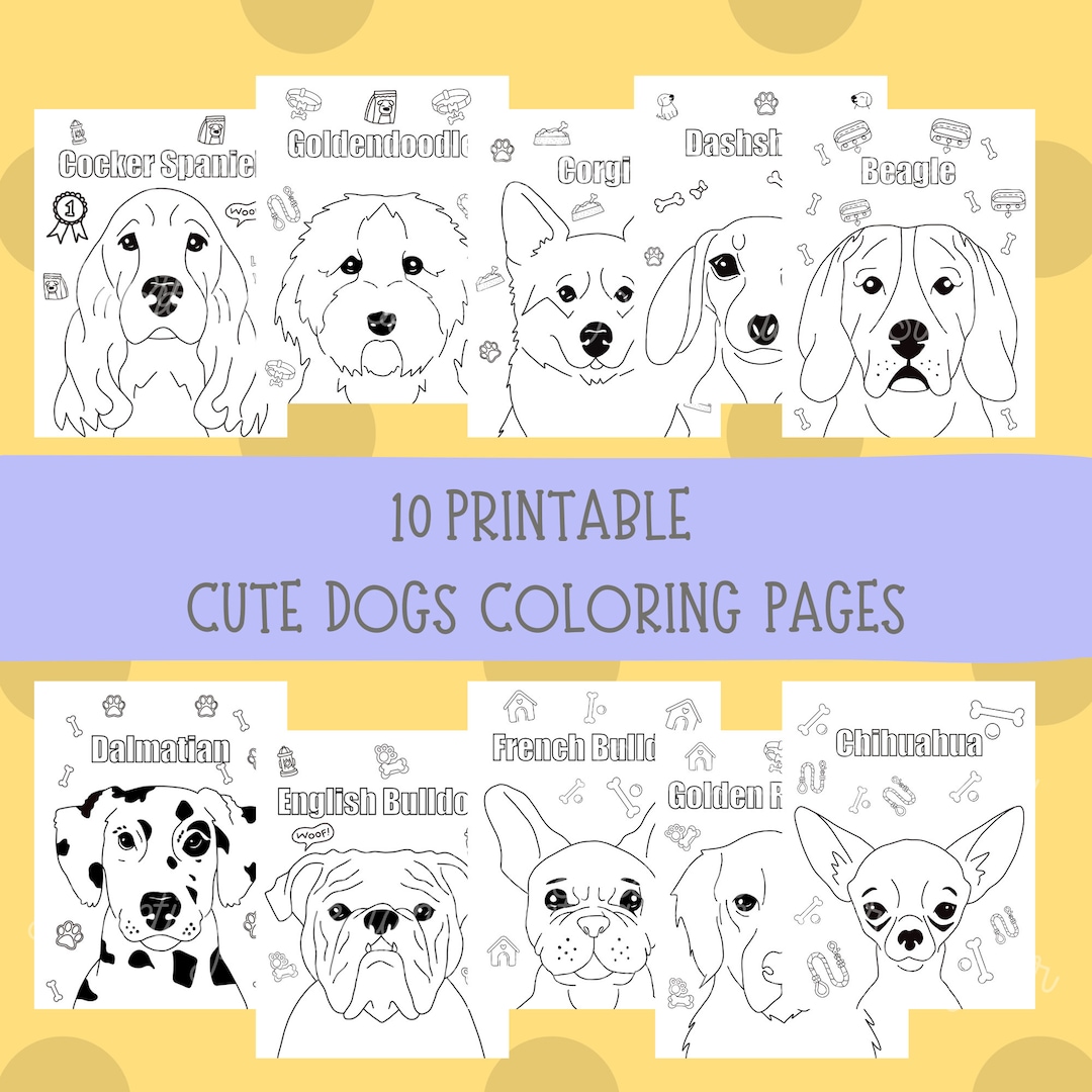 Printable Dogs Coloring Pages, Minimalist Dog Colouring Book ...