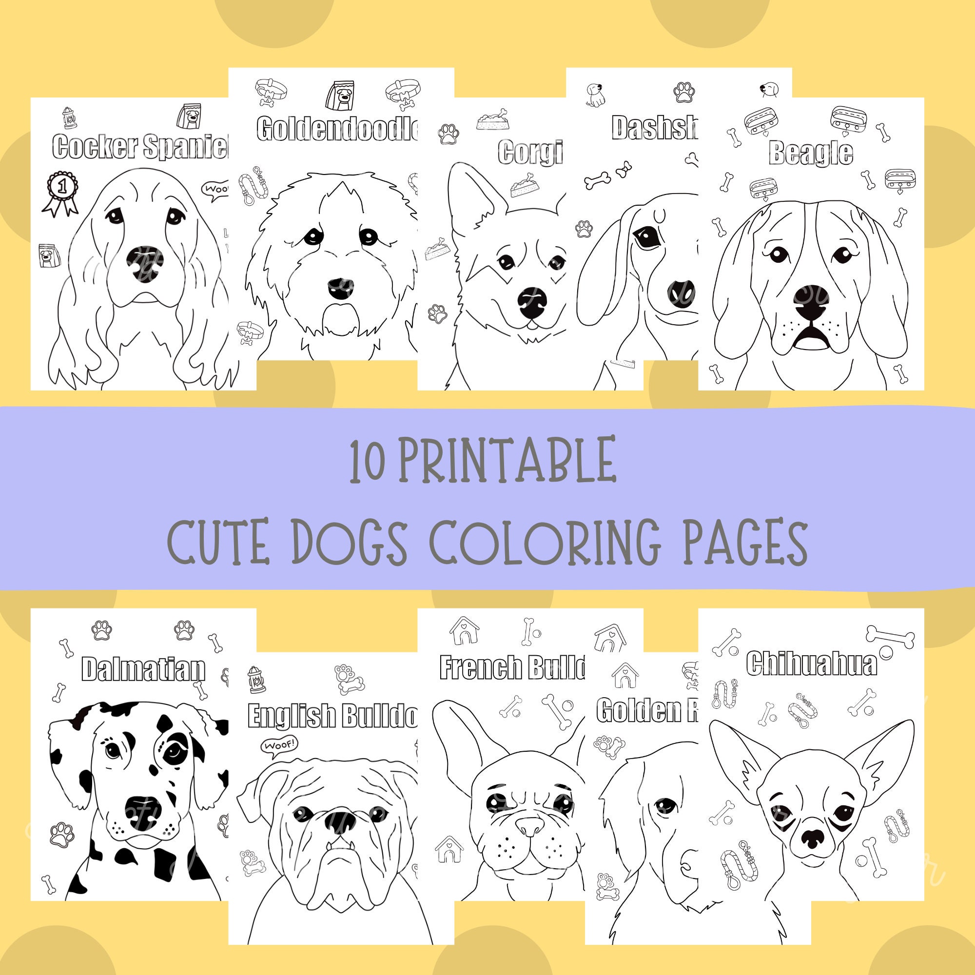Printable Dogs Coloring Pages, Minimalist Dog Colouring Book ...