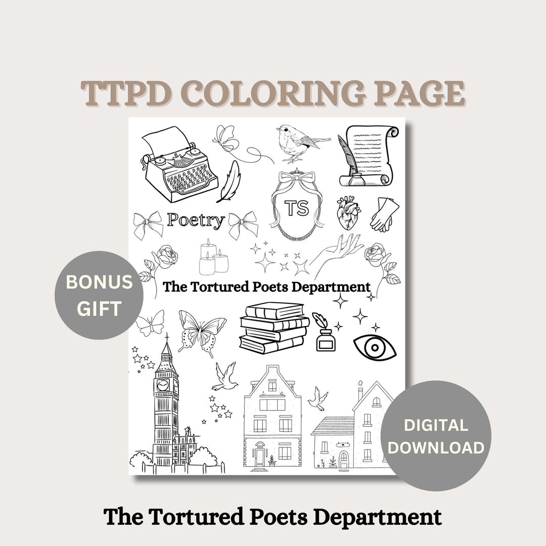 TTPD Eras Colouring Page, Taylor Coloring Page, Eras Tour Merch, Eras ...