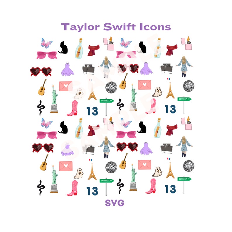 Taylor Icons Digital Svg File, Sublimation Pattern, Fabric Printing ...