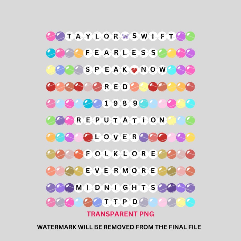 Taylor Inspired Friendship Bracelets PNG, Digital Download , Eras Tour ...