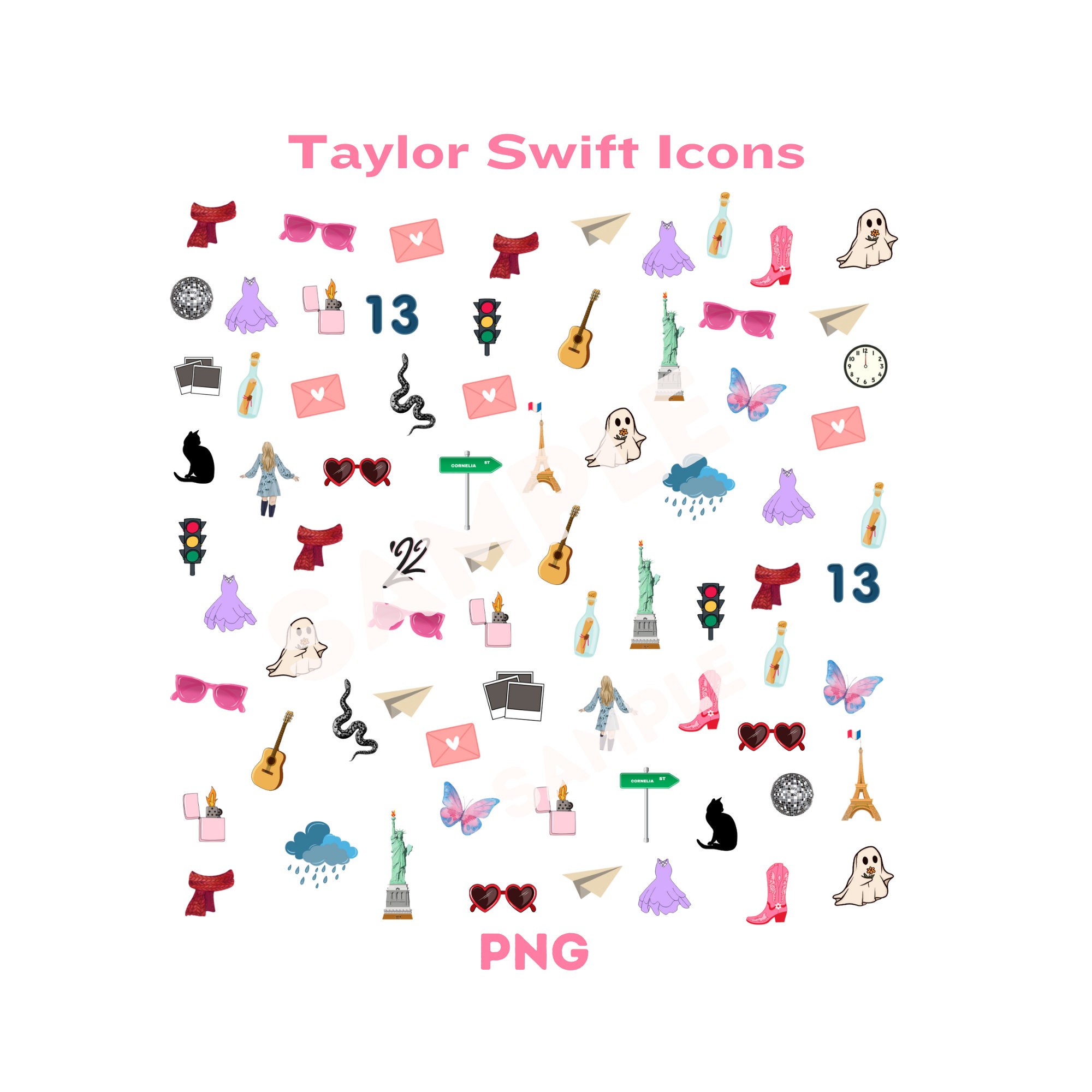Taylor Swift Icons Digital Png File Sublimation Pattern Fabric