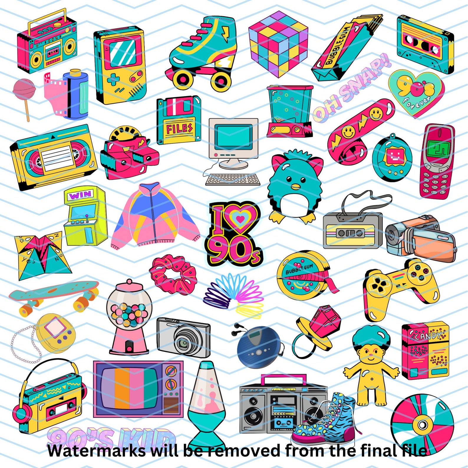 90's PNG Bundle, Retro Png, 90's Clipart, Groovy Clipart, 44 Png 90's ...