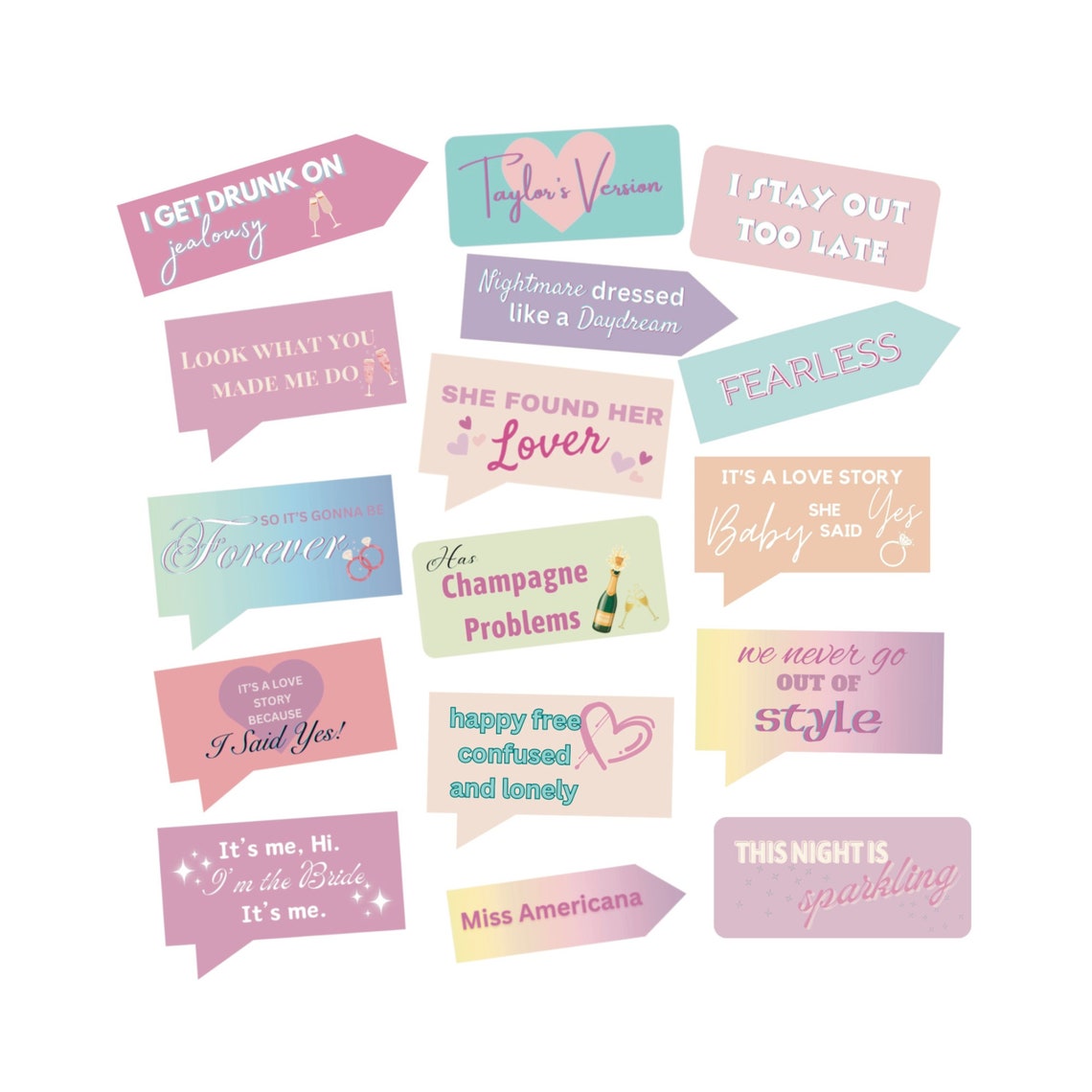 Taylor Swift Bachelorette Party Photo Booth Props, Swiftie Bridal ...