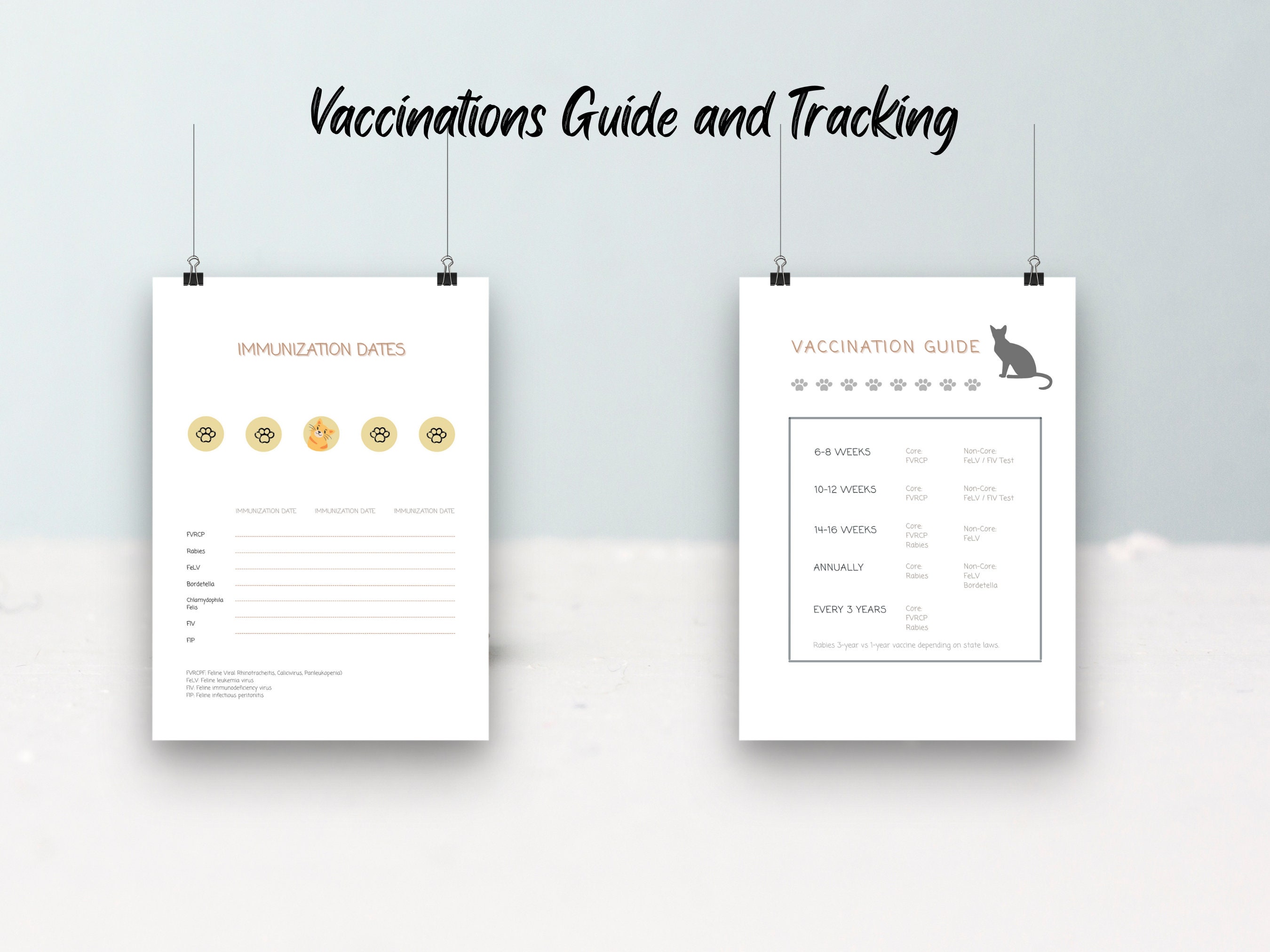Printable Cat Vaccination Record, Cat Vaccination, Cat Health Care Log ...
