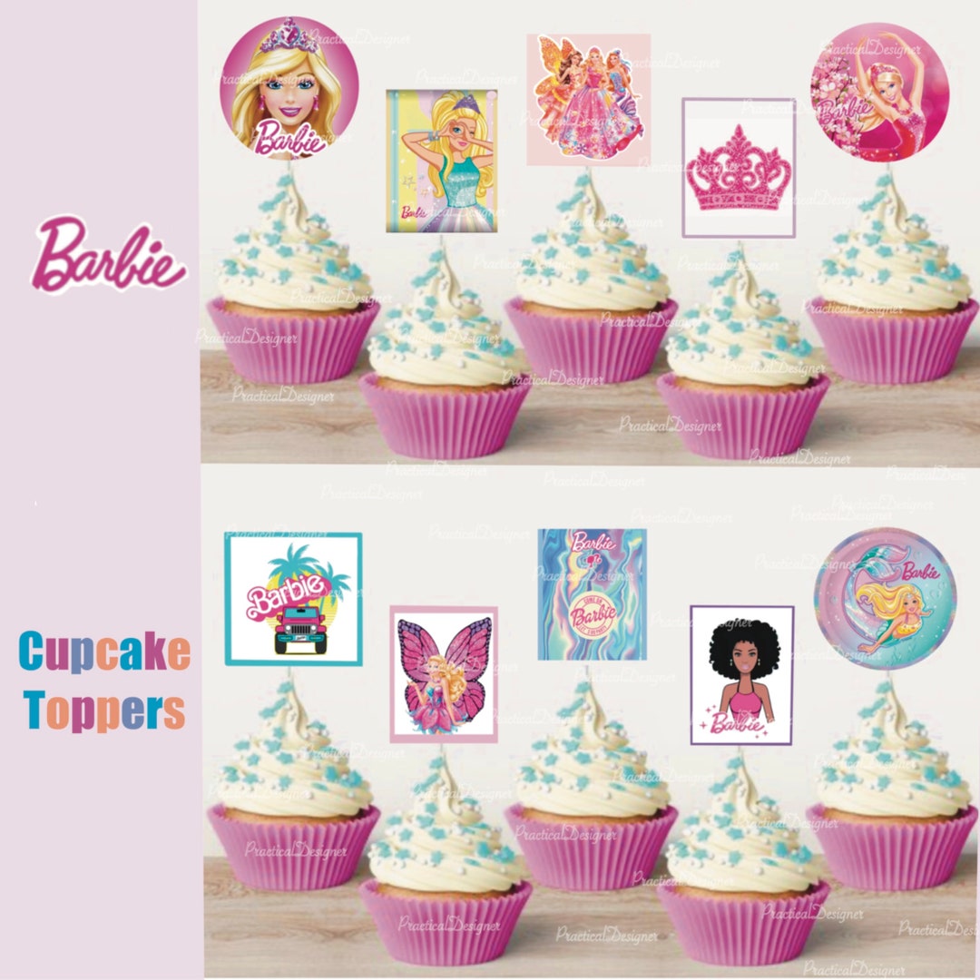Printable Barbie Inspired Cupcake Toppers, DIY Party Decor, Barbie ...