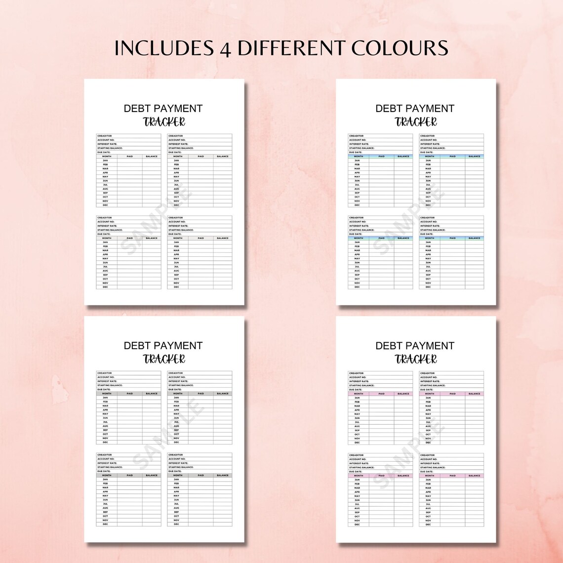 Printable Debt Tracker, Monthly Budget, Monthly Debt Log, Expense Log ...