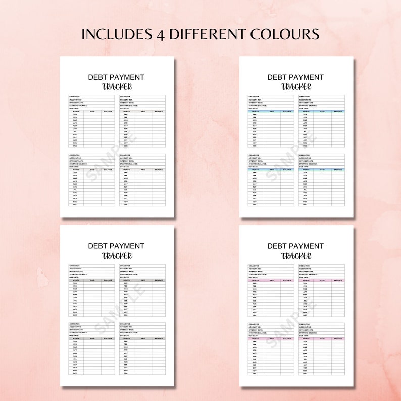 Printable Debt Tracker, Monthly Budget, Monthly Debt Log, Expense Log ...