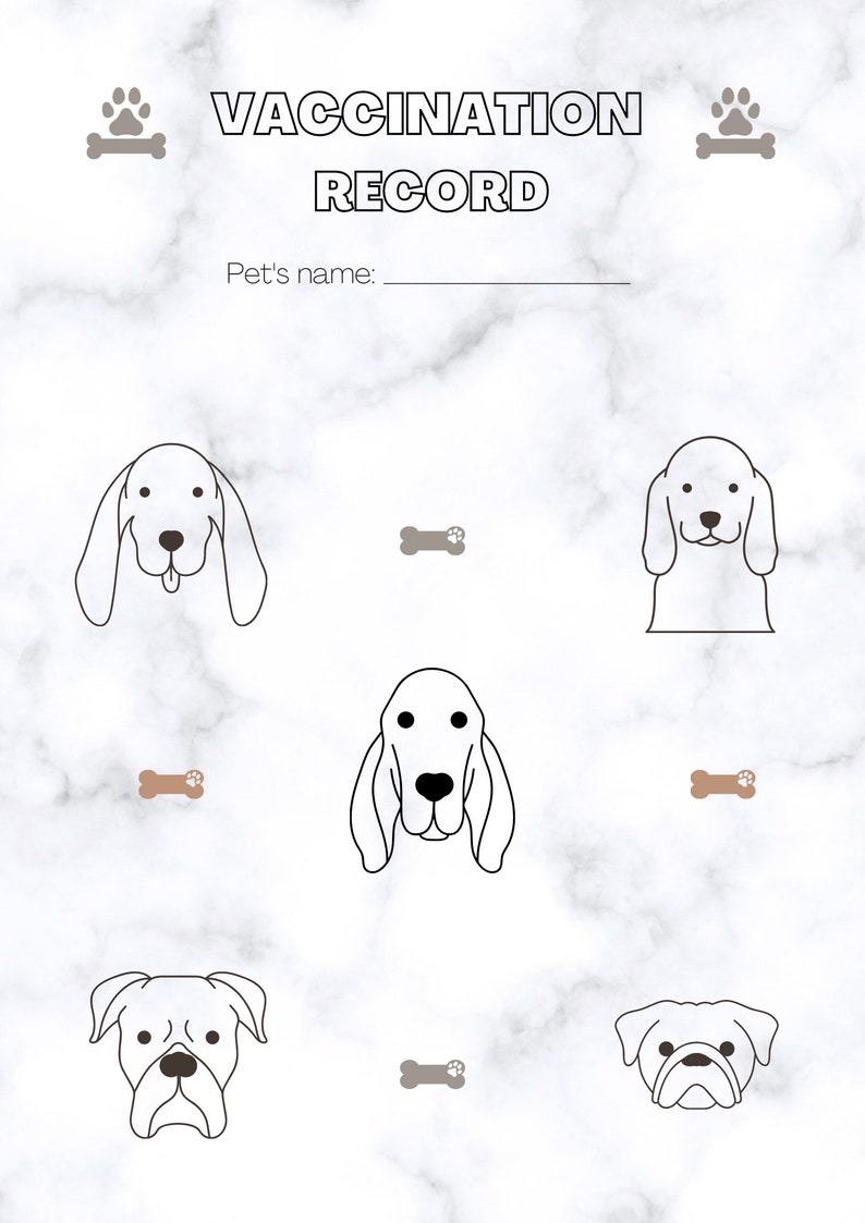 Printable Pet Vaccination Record, Dog Vaccination, Dog Health Care Log ...