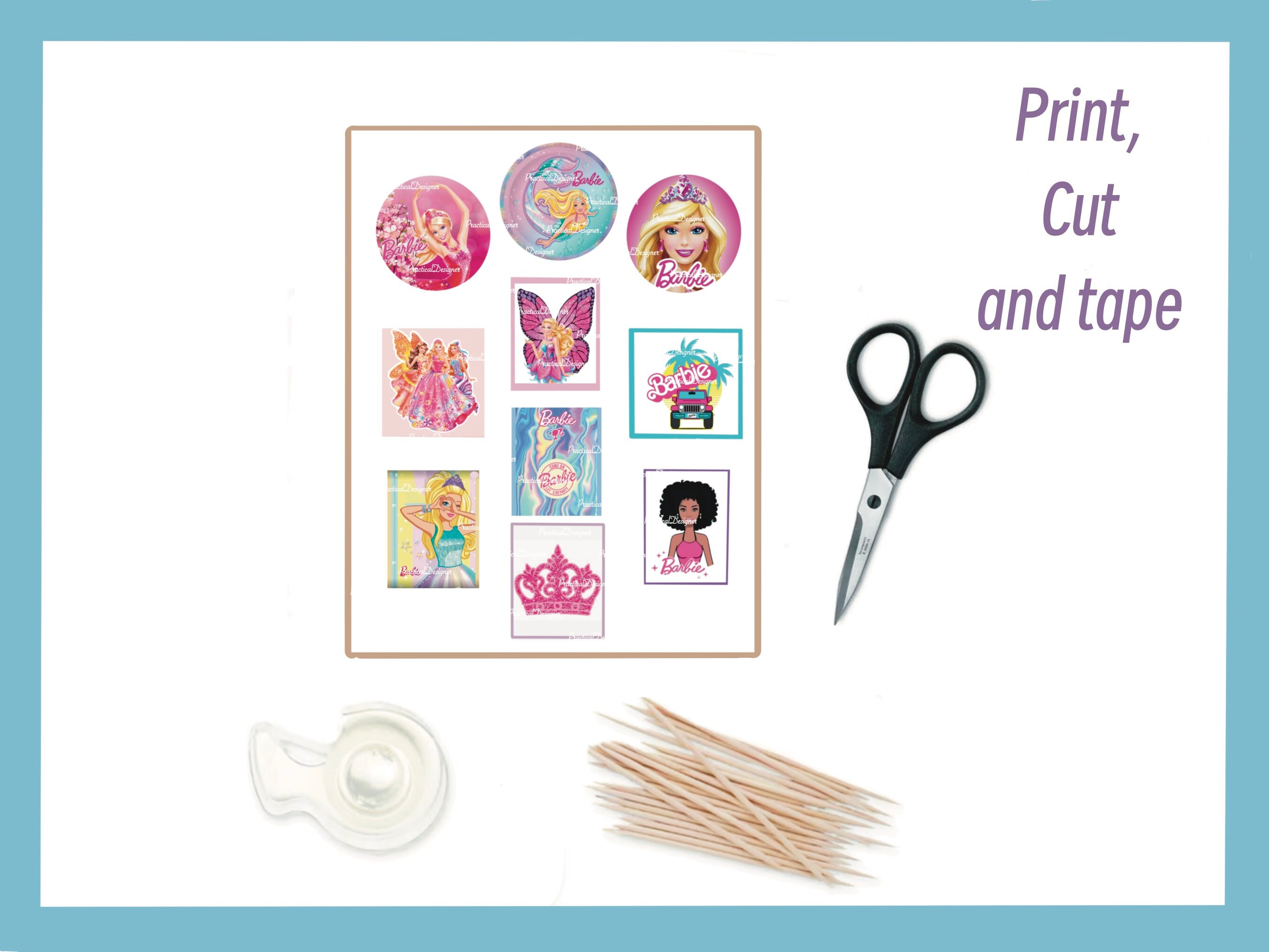 Printable Barbie Inspired Cupcake Toppers, DIY Party Decor, Barbie ...