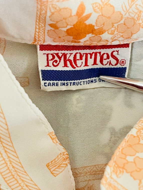 1970s Vintage Pykettes Mock Neck Floral Short Sleeve … - Gem