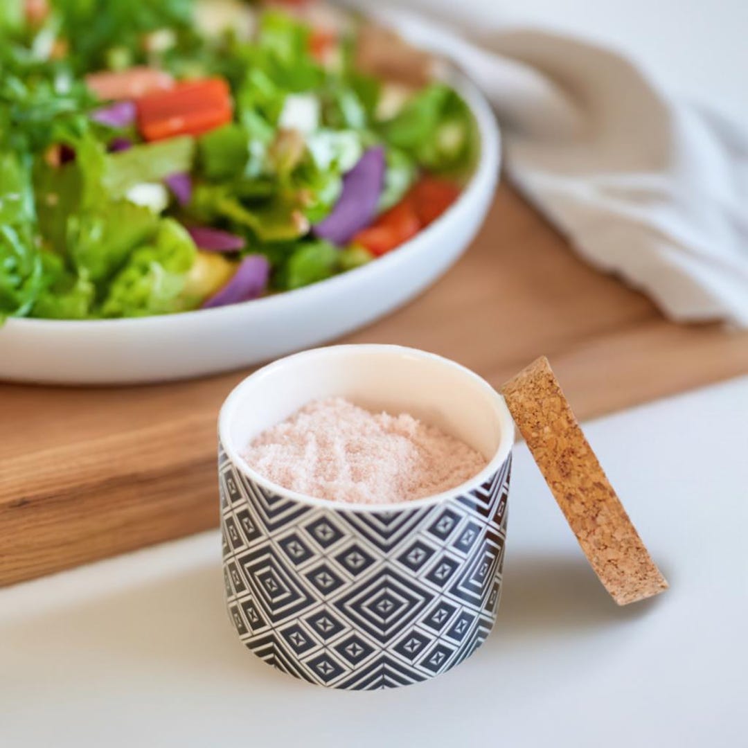 Himalayan Pink Salt Extra Fine Grain in Ceramic Pinch Pot Salt Pig With ...