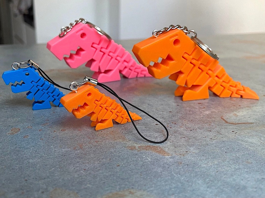 Flexi T-rex Dinosaur Keychain 3D Printed Keychain Dino - Etsy